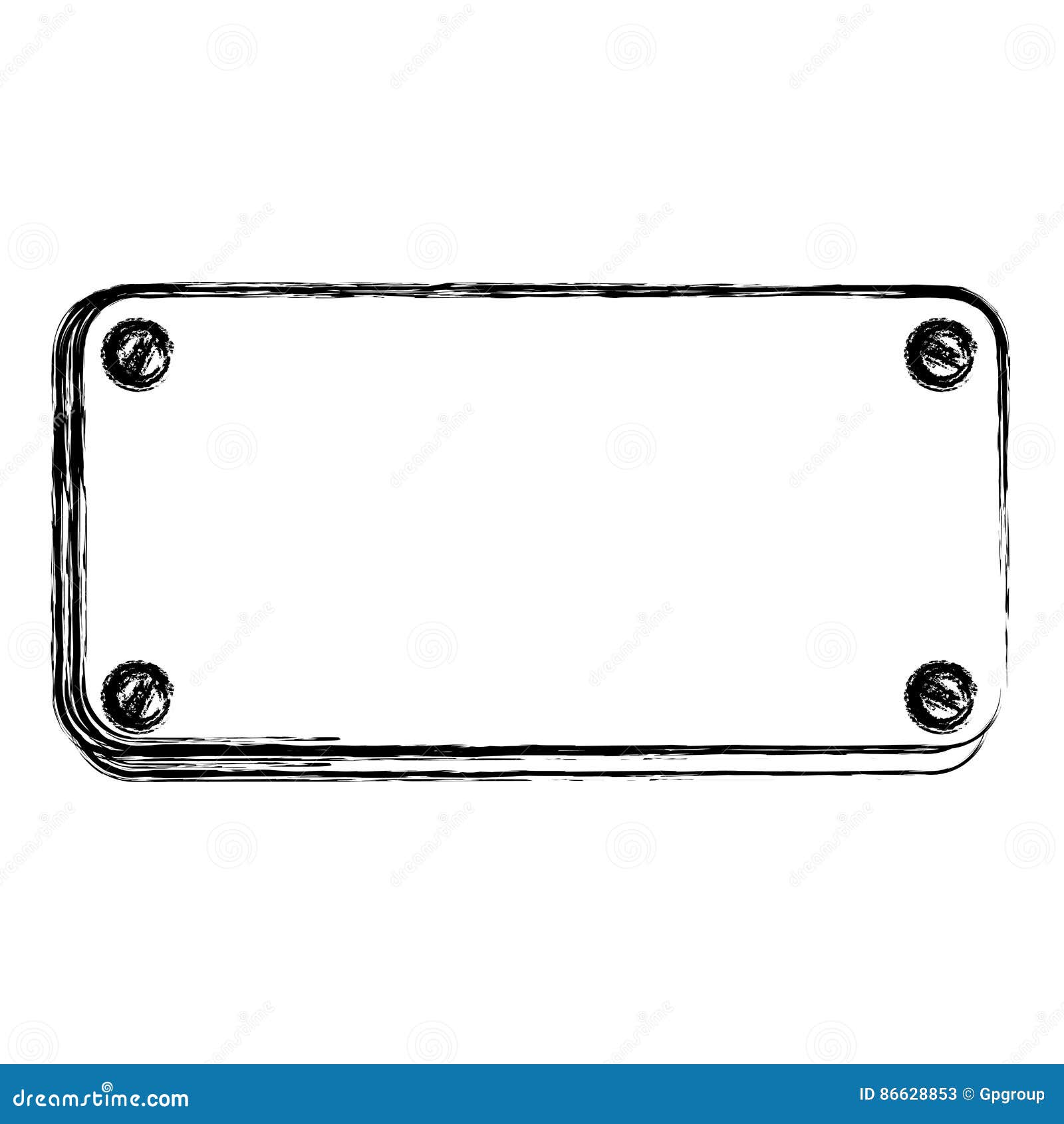 Blurred Silhouette Rectangle Warning Traffic Sign with Screws Stock ...