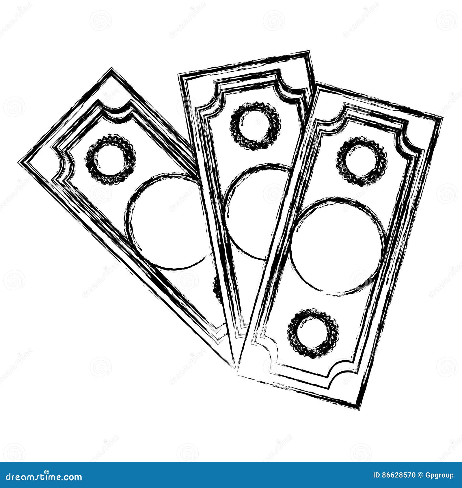 Blurred Silhouette Set Collection Money Bills Stock Illustration ...