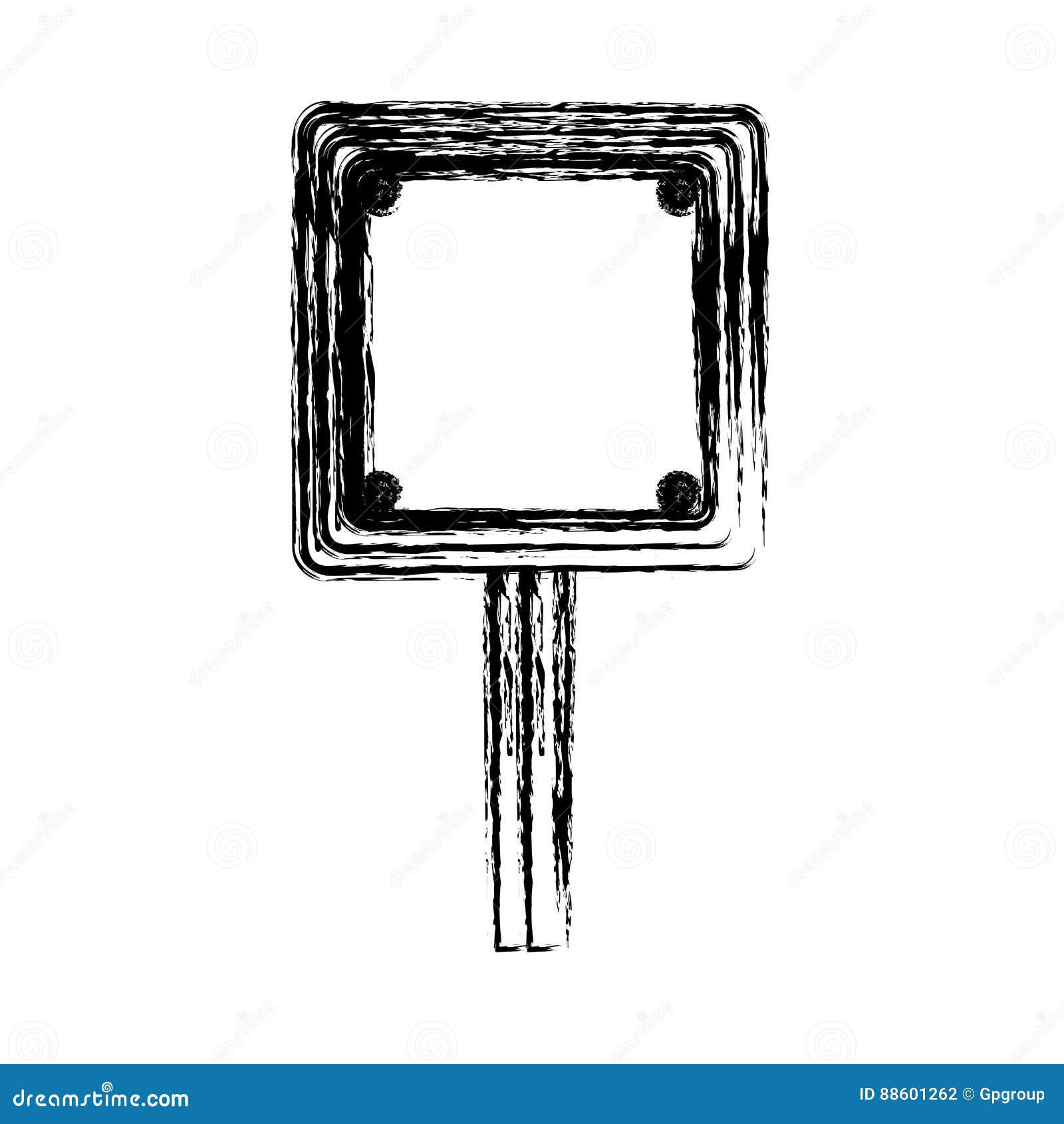 Blurred Silhouette Square Shape Traffic Sign with Base Pole Stock ...