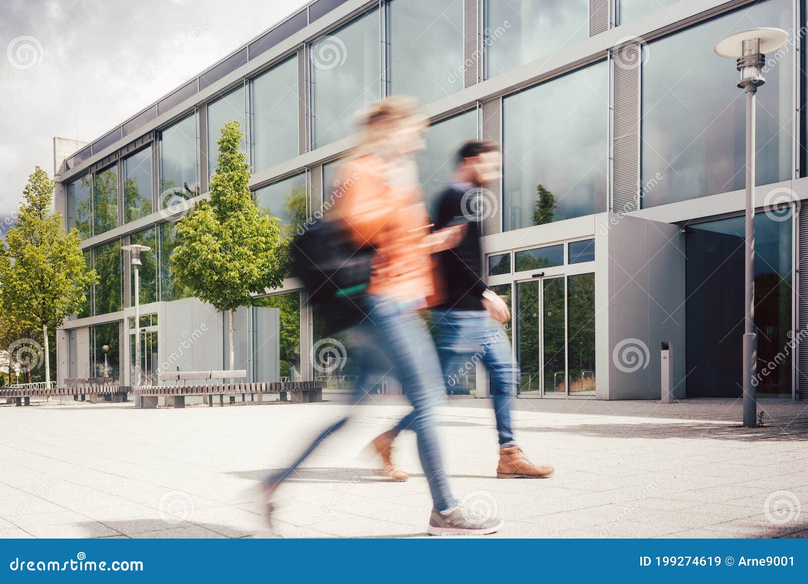 Blurred Silhouette of Students Being Busy on University Campus Stock ...
