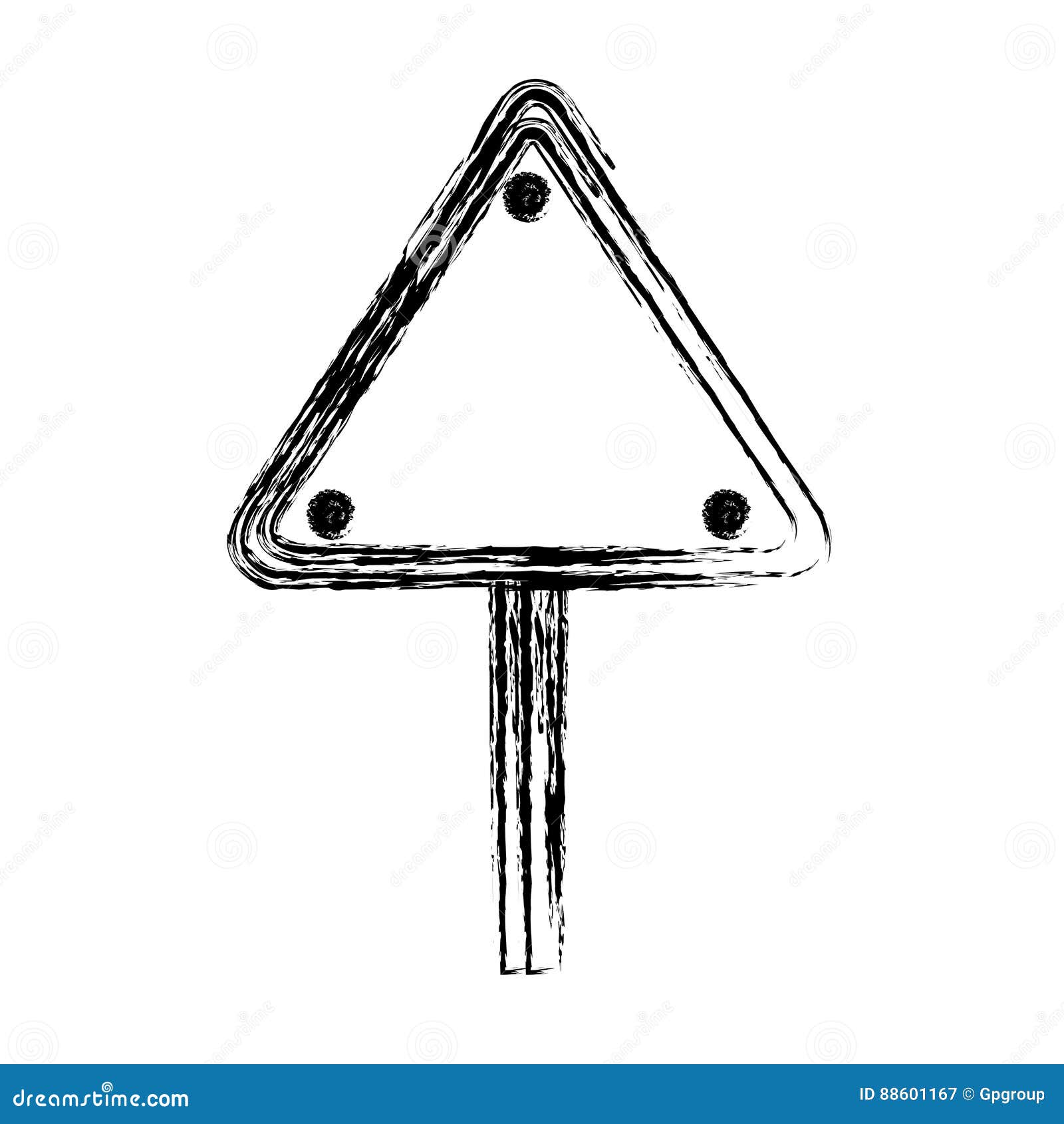 Blurred Silhouette Triangle Shape Traffic Sign with Base Pole Stock ...