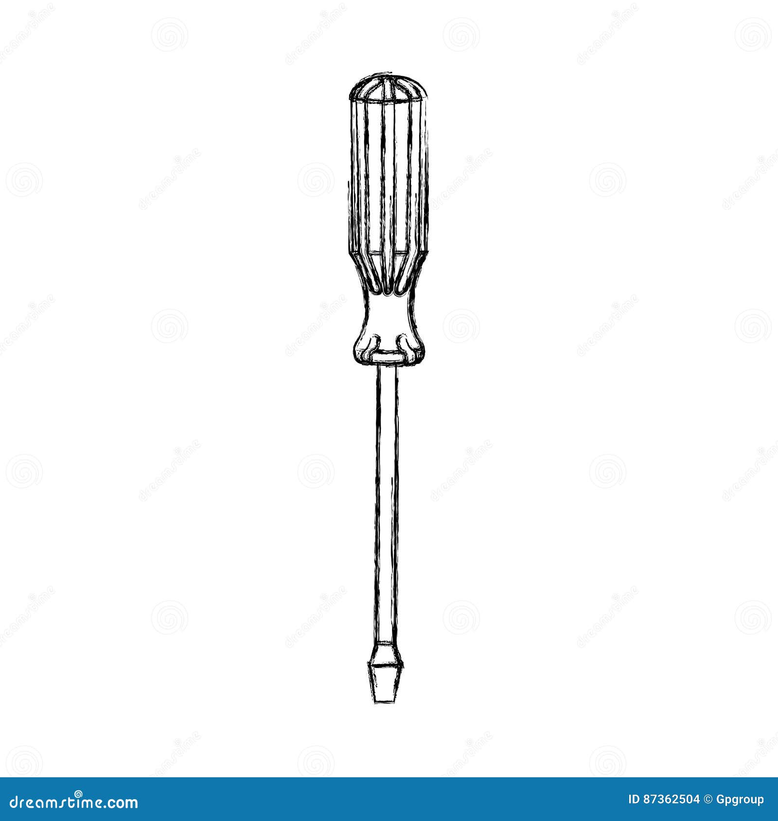 Blurred Sketch Contour Screwdriver Tool with Striped Handle Stock ...
