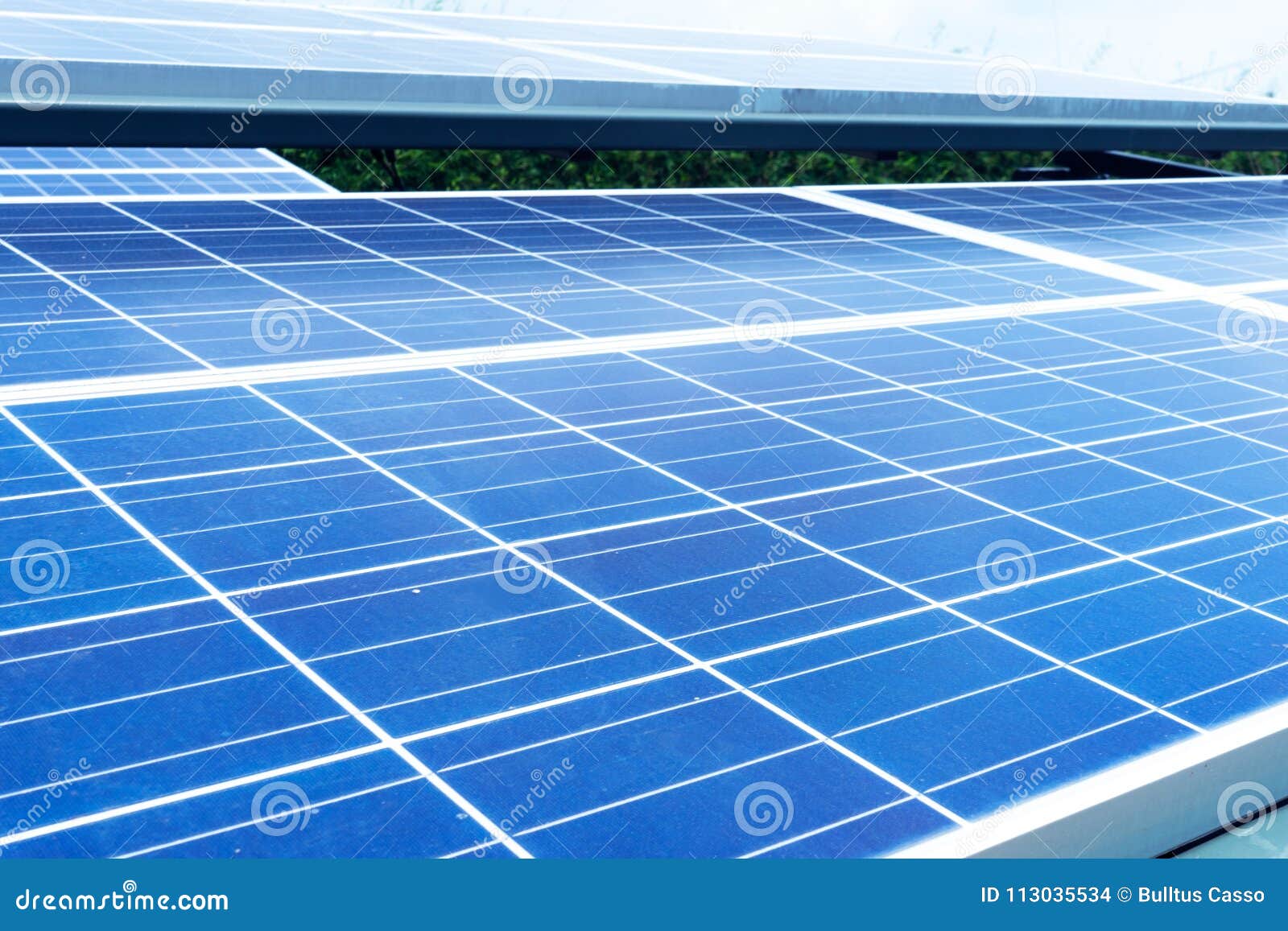 Blurred Solar Energy Panel Module with Sunlight Reflection Stock Photo ...
