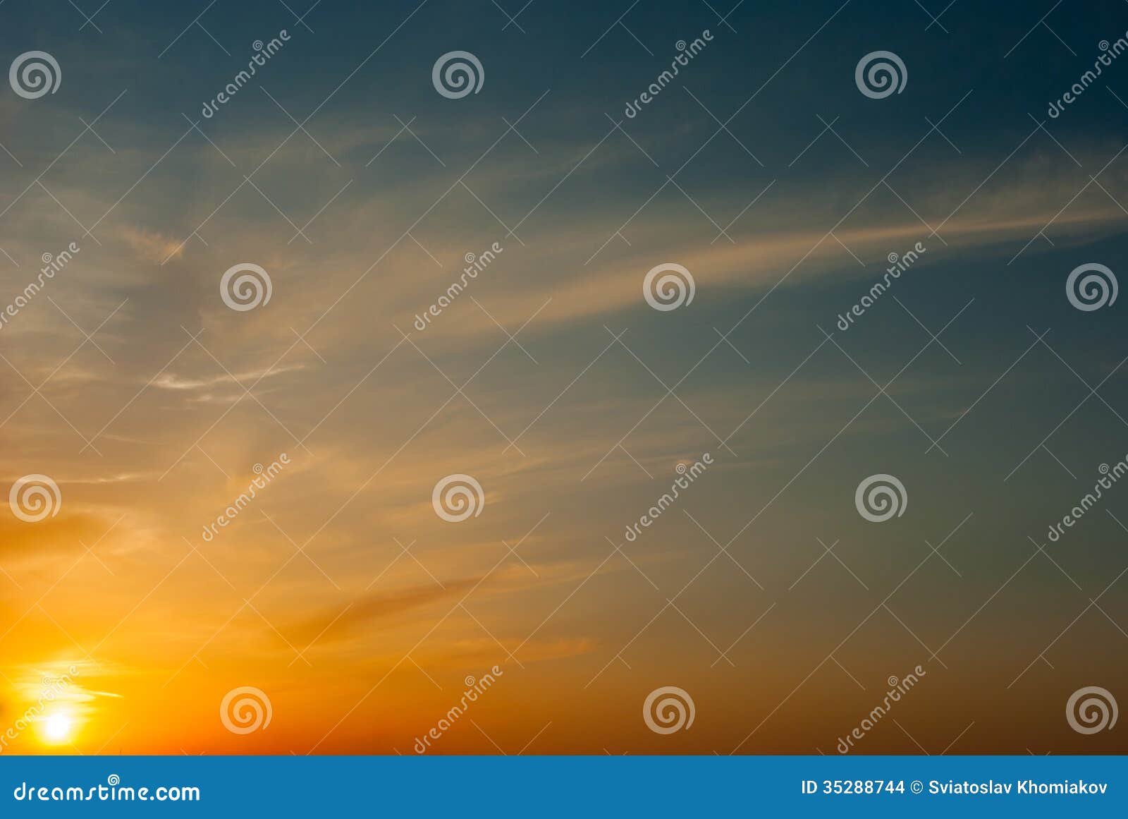 Blurred sun at sunset stock photo. Image of horizontal - 35288744