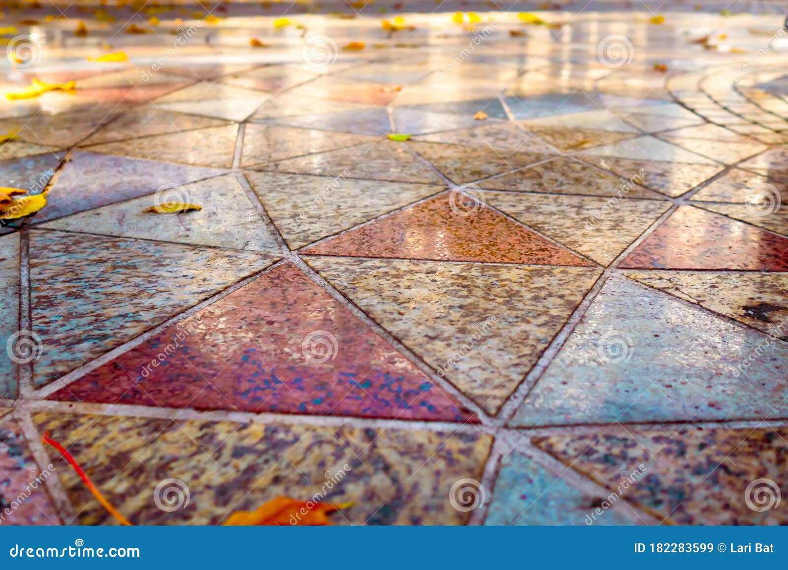 The Blurred Surface of the Sidewalk is Made of Granite or Marble ...