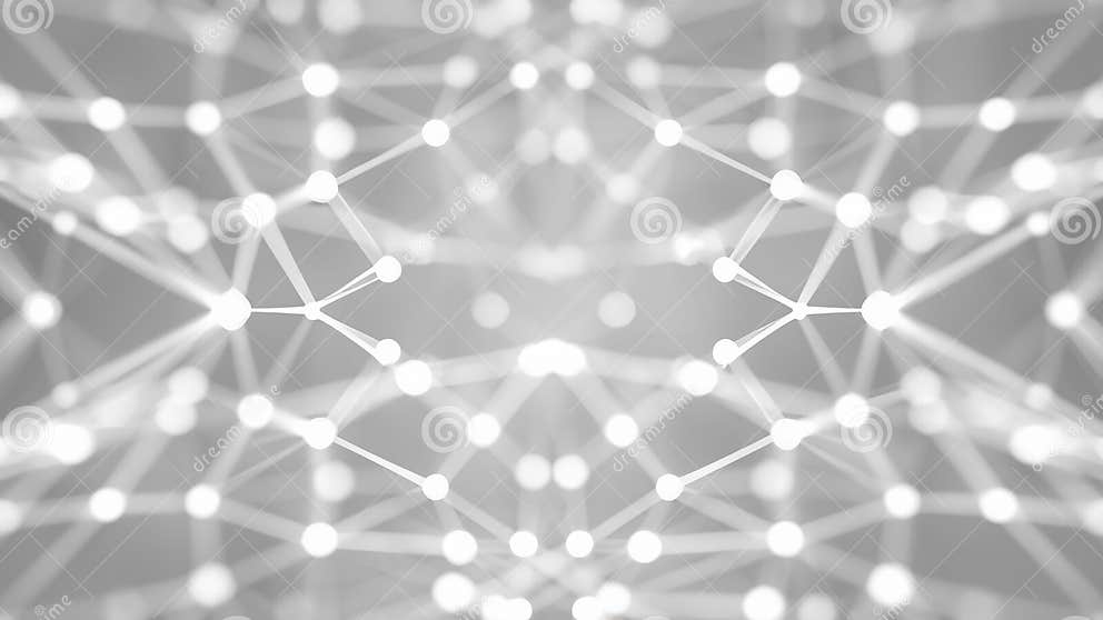 Blurred Symmetrical Abstract Lines and Dots Connected Network ...