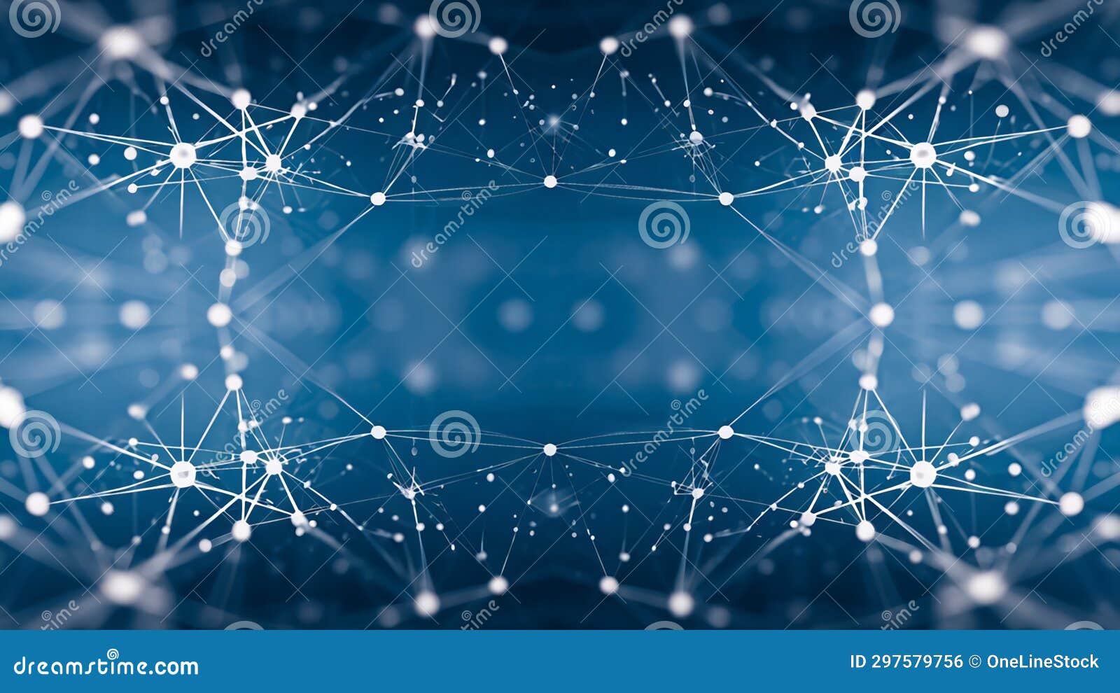 Blurred Symmetrical Abstract Lines and Dots Connected Network ...