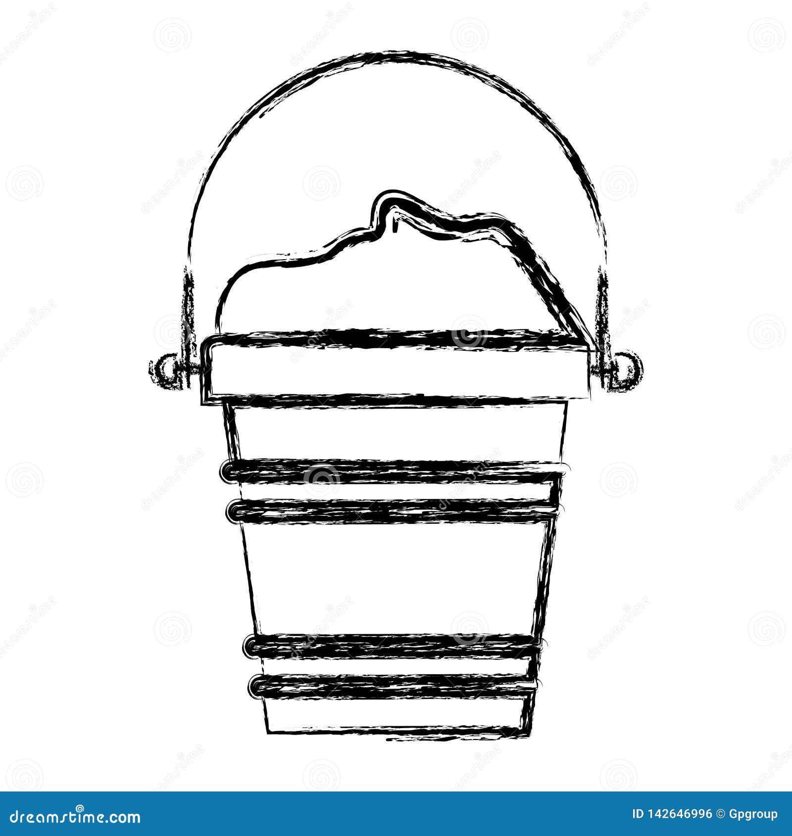 Blurred Thick Silhouette of Toy Bucket Beach Kit Stock Vector ...