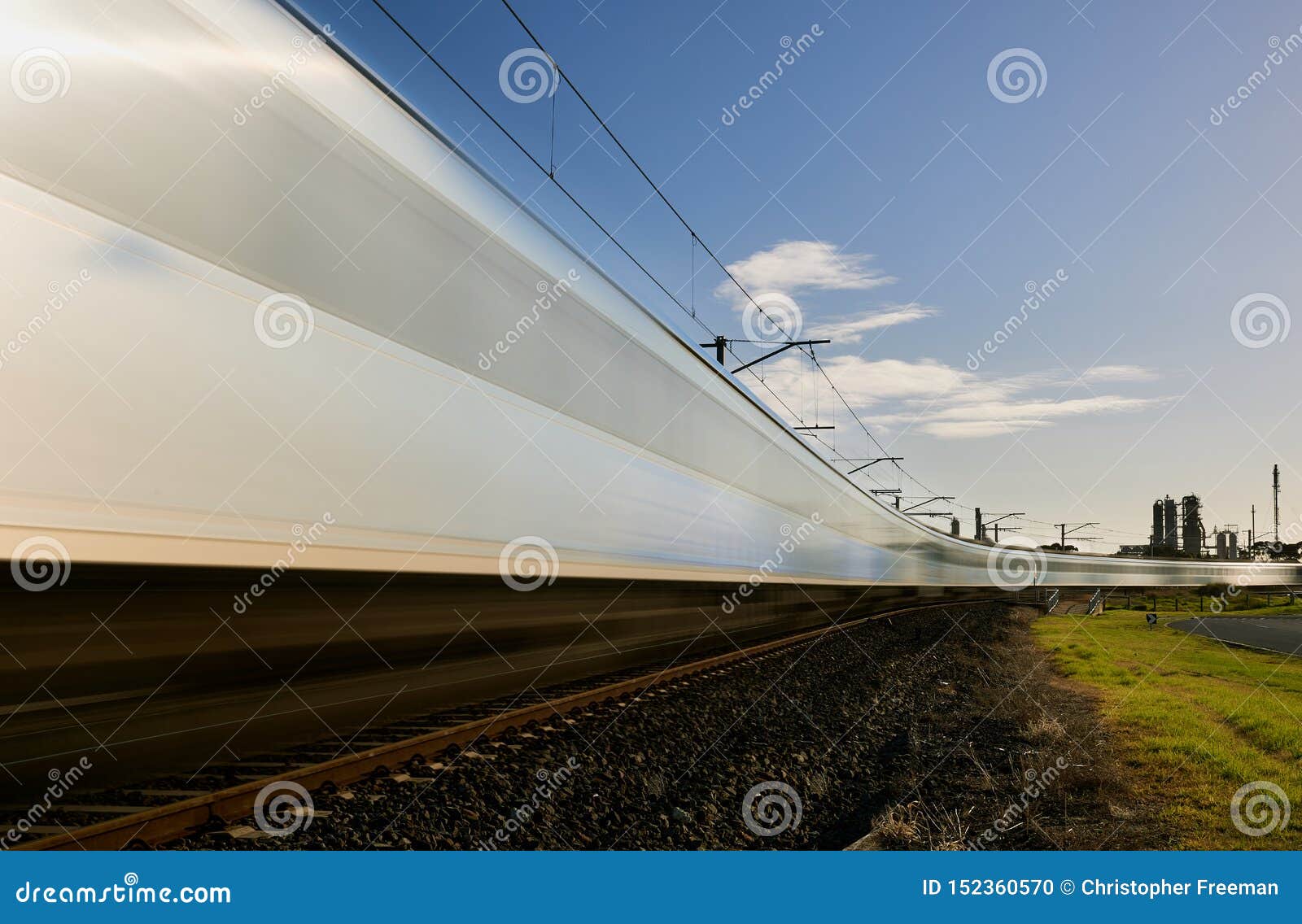 A Blurred Time Lapse of a Train Travelling Across the Frame on a Curve ...