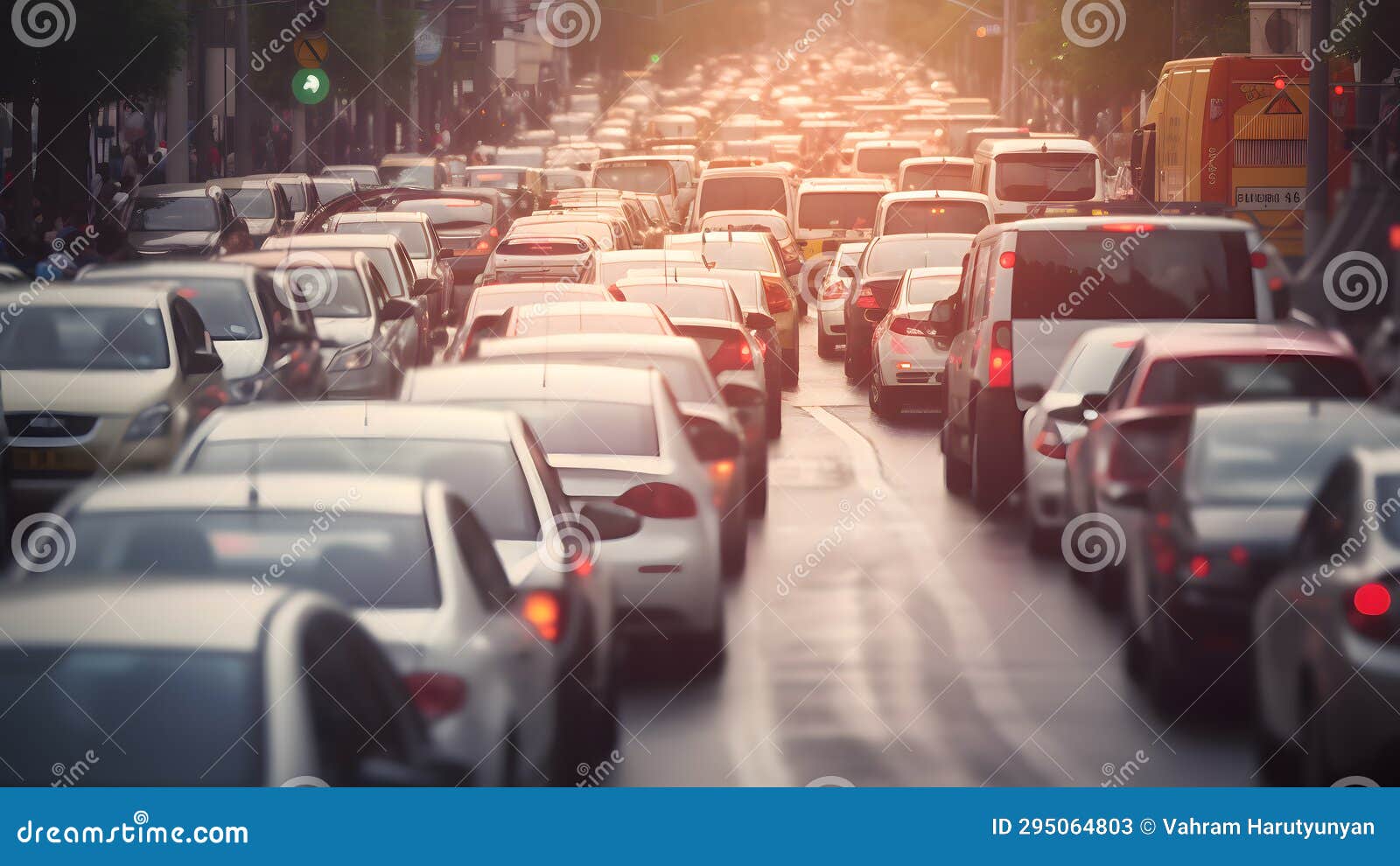 Blurred Traffic Jam with Many Cars Stock Illustration - Illustration of ...