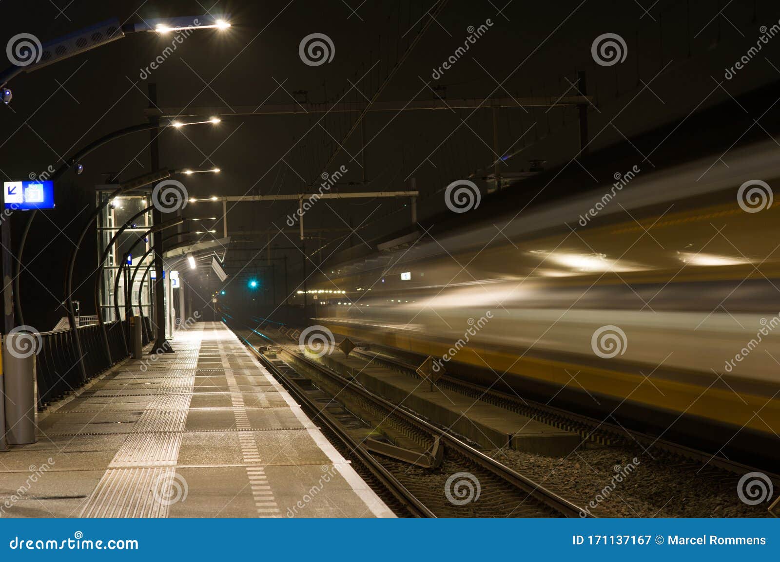 Blurred Train by Motion at Night Stock Image - Image of netherlands ...