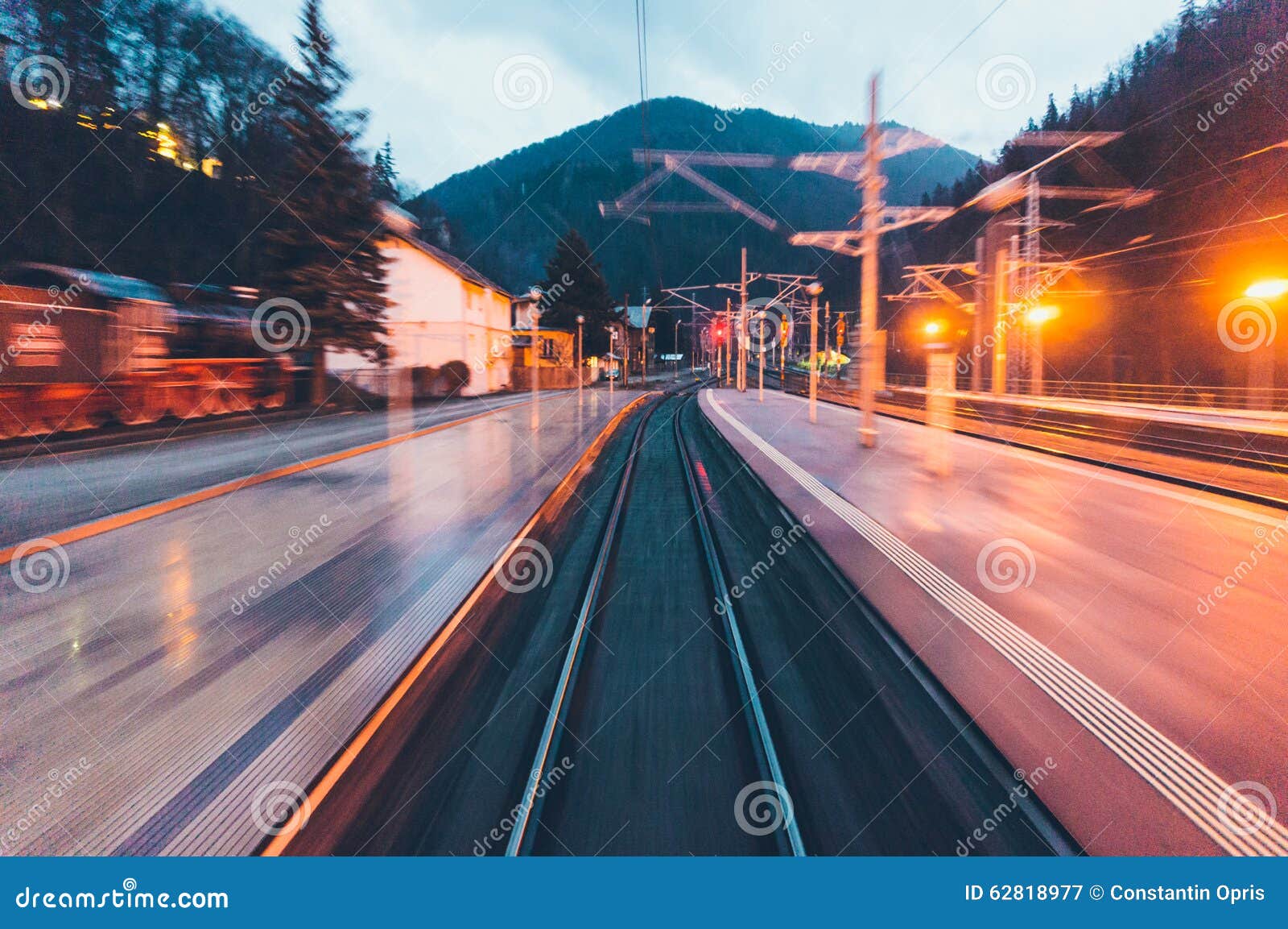 Blurred Train Tracks at Station Stock Image - Image of vacant, travel ...