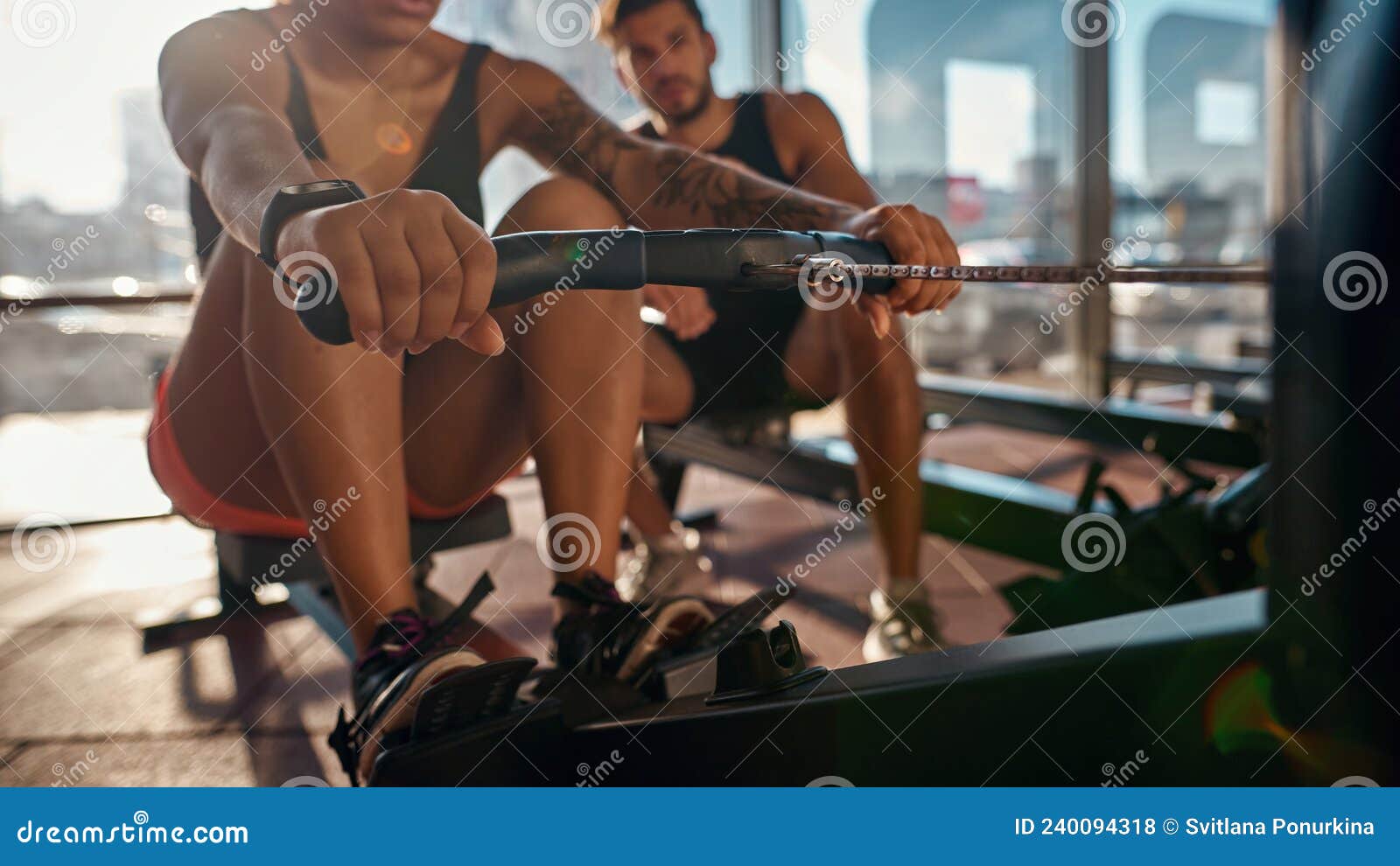 Blurred Trainer Looking at Girl Doing Exercise Stock Photo - Image of ...