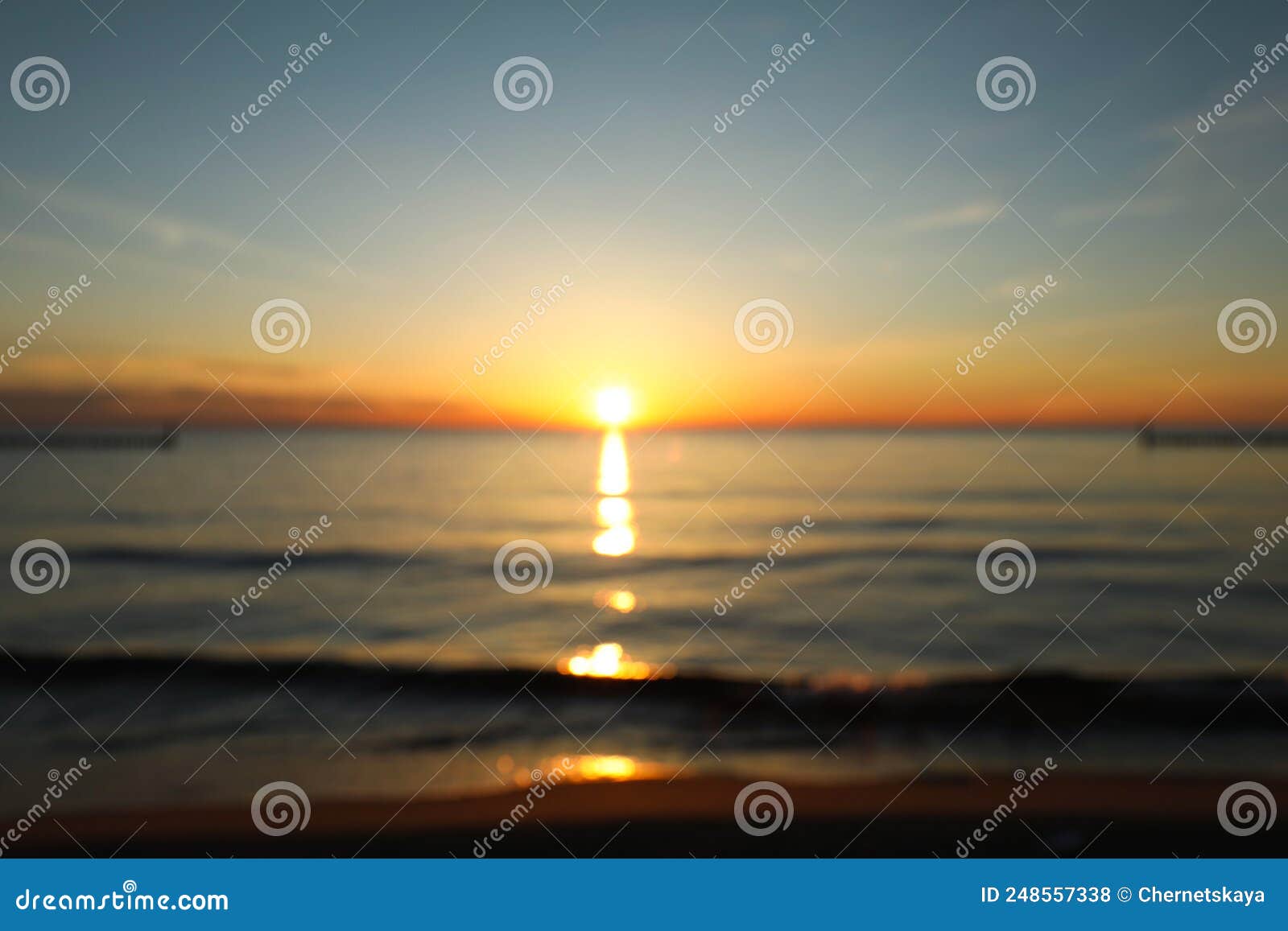 Blurred View of Beautiful Sea Beach at Sunset Stock Photo - Image of ...