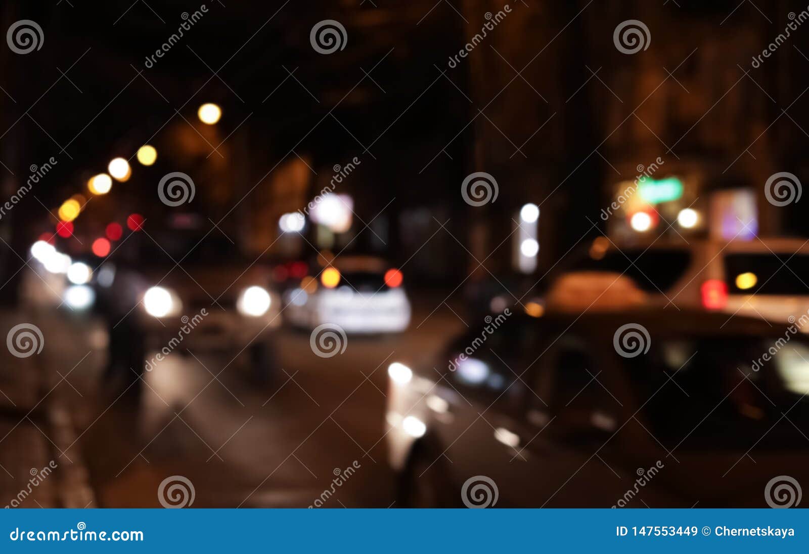 Blurred View of City Street with Traffic Stock Image - Image of glowing ...