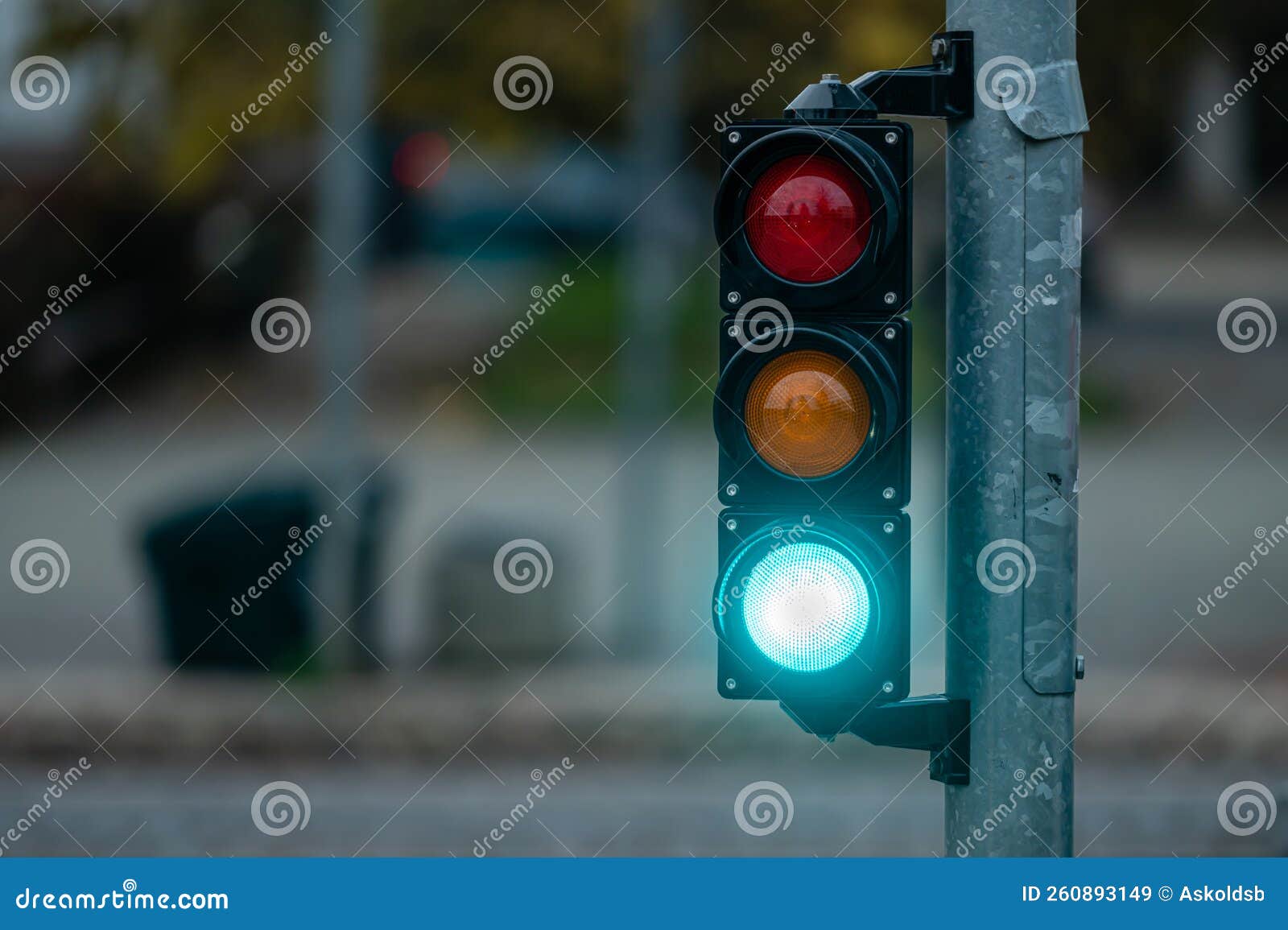 View of City Traffic with Traffic Lights, in the Foreground a Semaphore ...