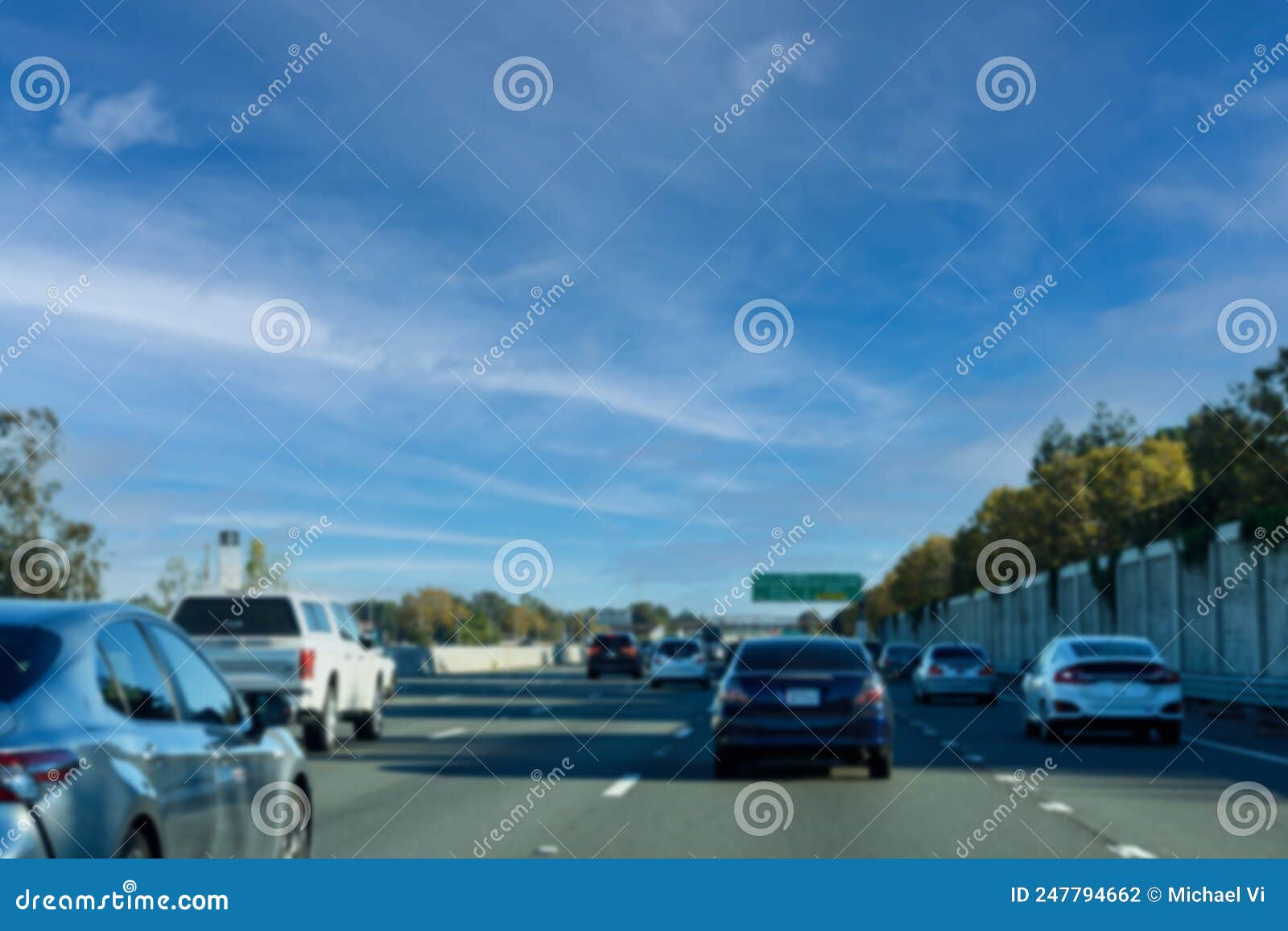 Blurred View of Light Vehicle Traffic on Multilane Highway Stock Photo ...