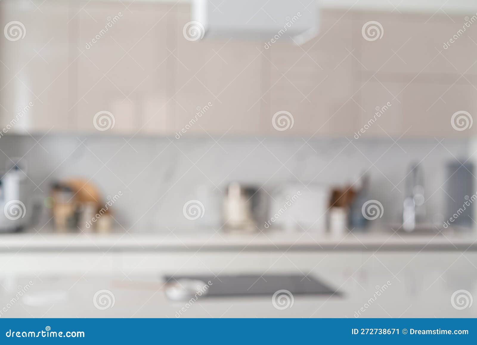 Blurred View of Modern Kitchen Stock Image - Image of blurred, wooden ...