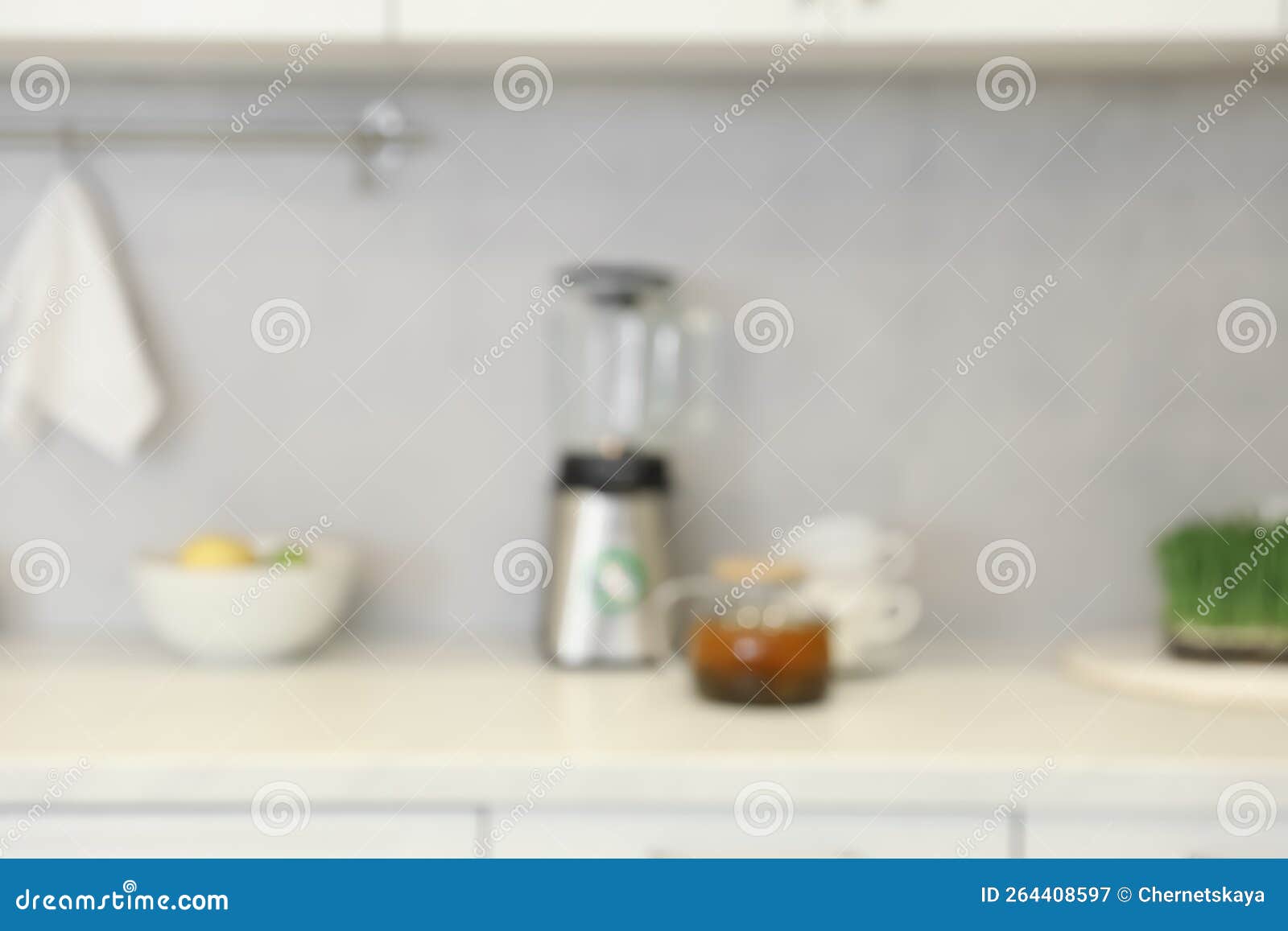 Blurred View of Modern Kitchen. Interior Design Stock Image - Image of ...