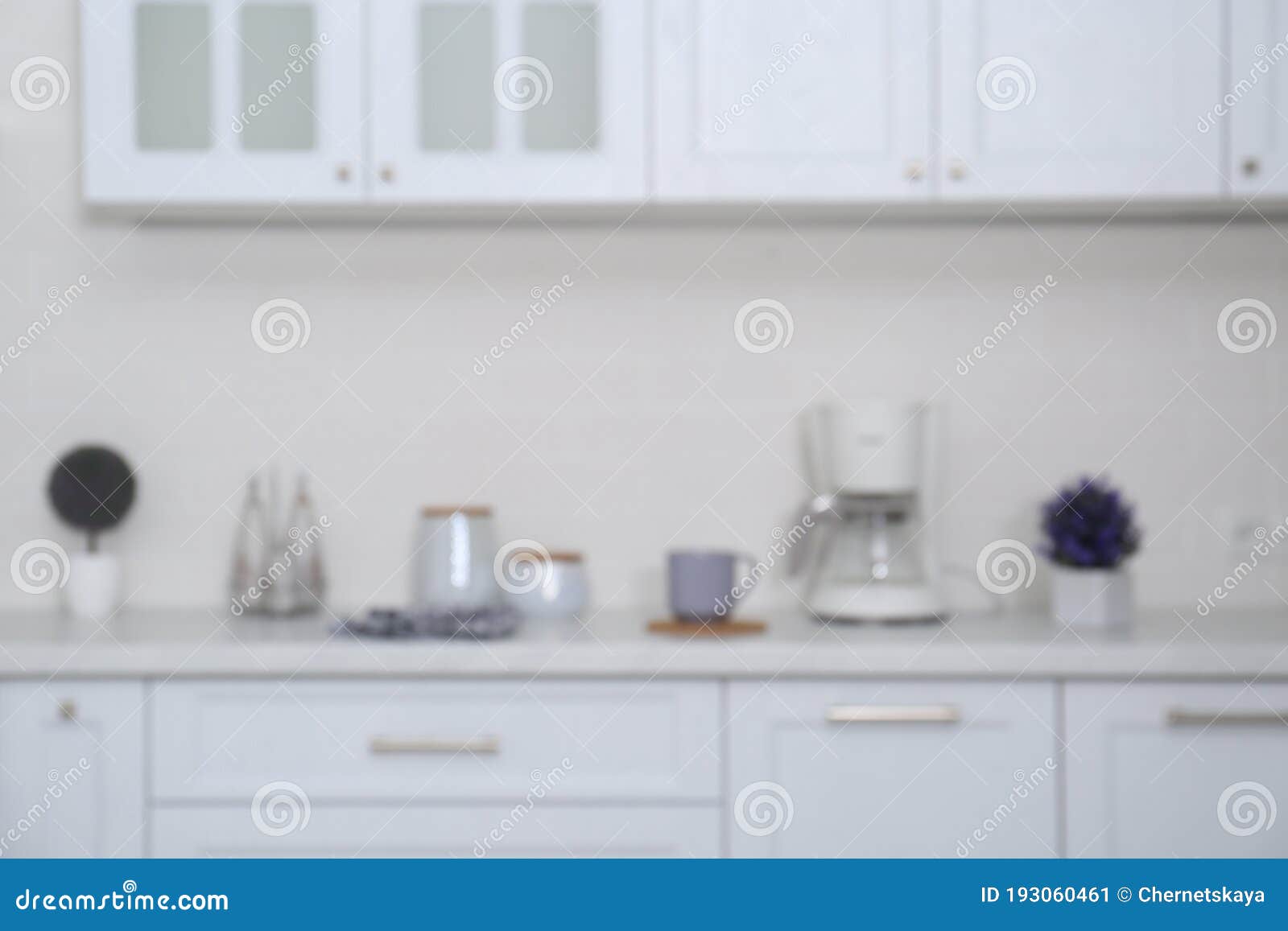 Blurred View of Modern Kitchen Interior Stock Image - Image of blurry ...