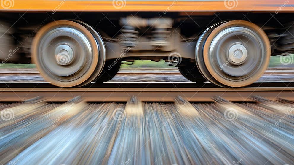 A Blurred View of a Train S Wheels in Motion Stock Illustration ...
