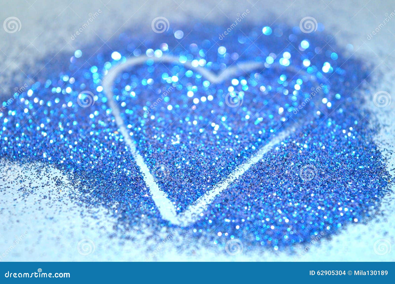 Blurry Abstract Background with Heart of Blue Glitter Sparkle on Blue ...