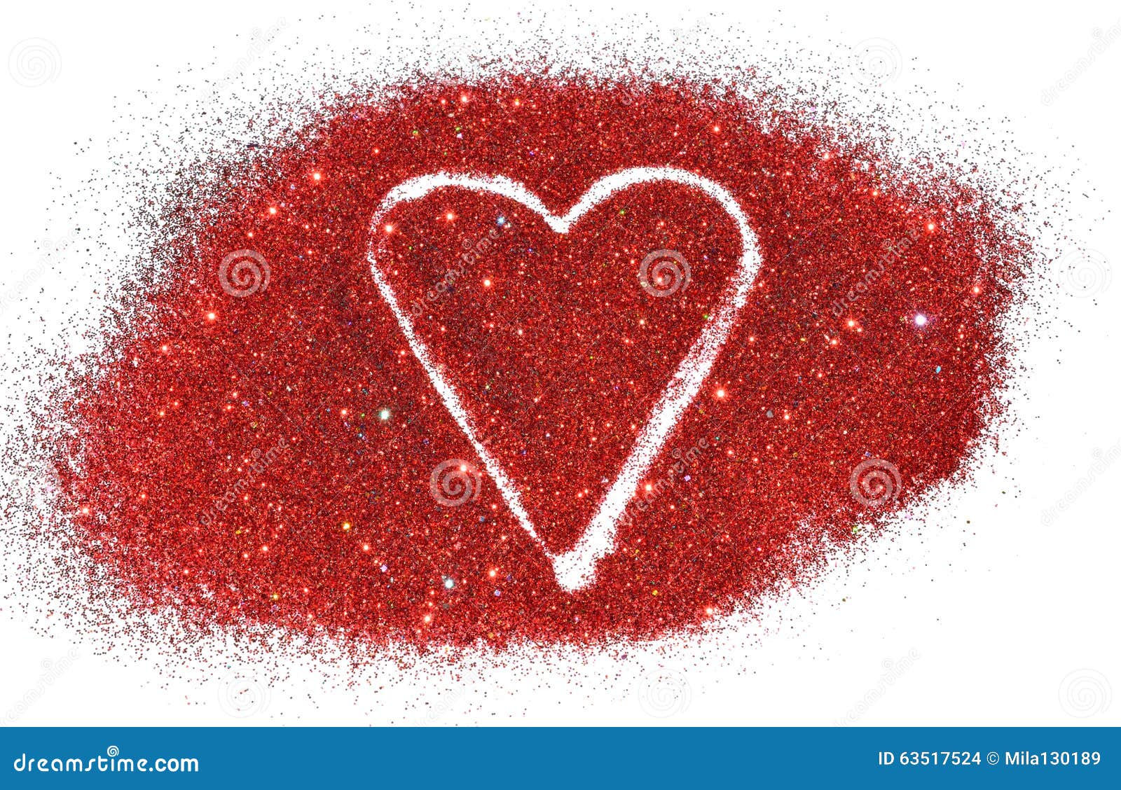 Blurry Abstract Background with Heart of Red Glitter Sparkle on White ...