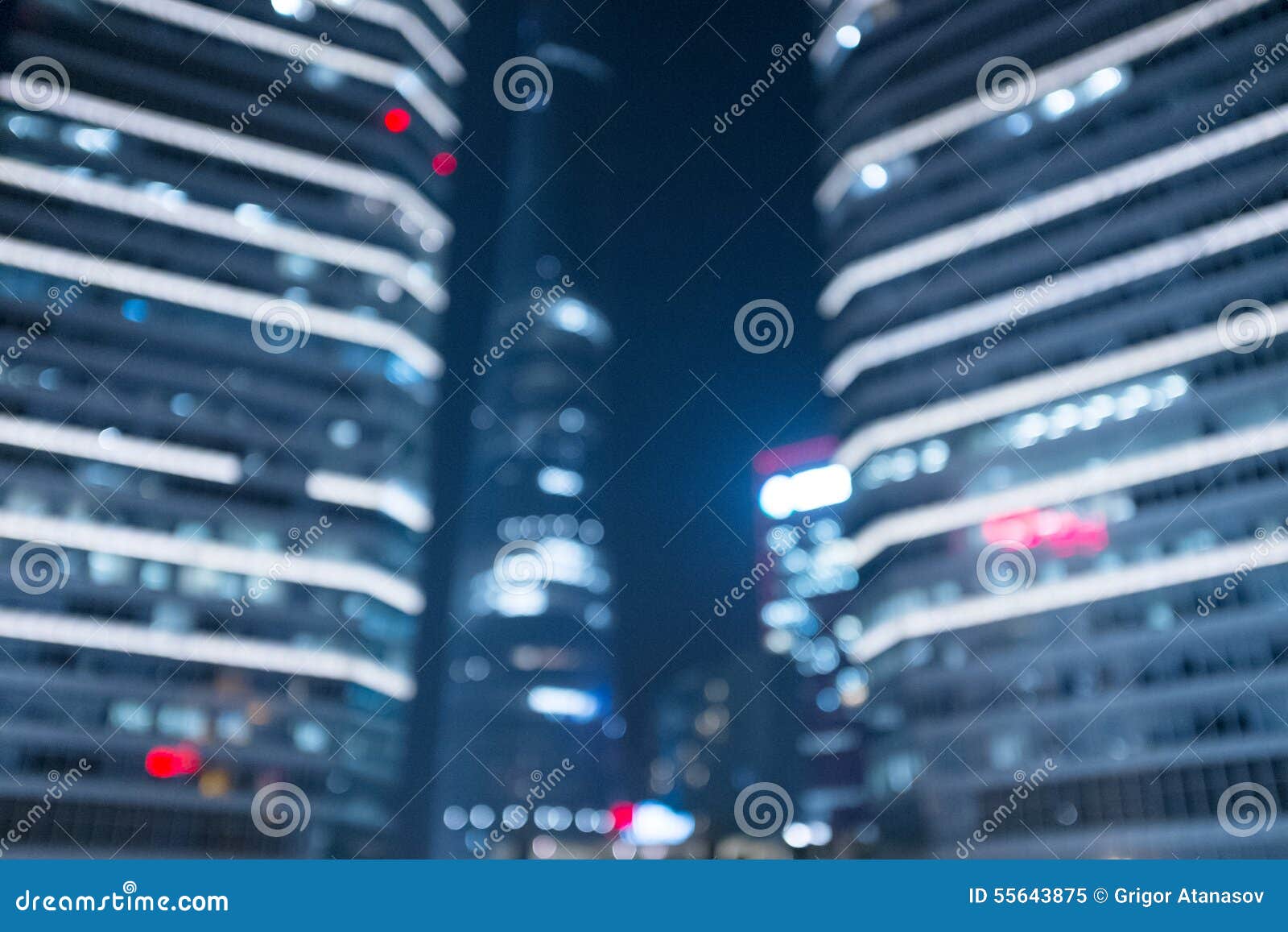 Blurry Abstract Modern Buildings Background at Night Stock Image ...