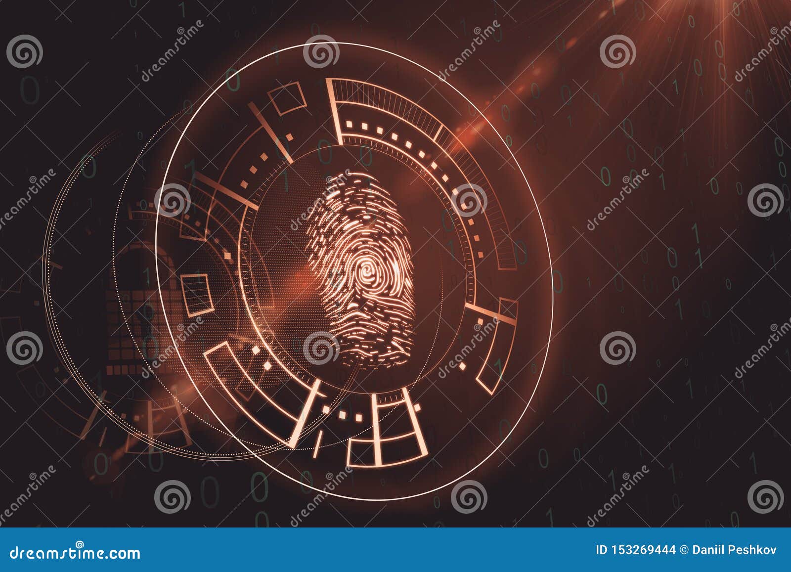 Blurry Amber Fingerprint Interface Stock Illustration - Illustration of ...