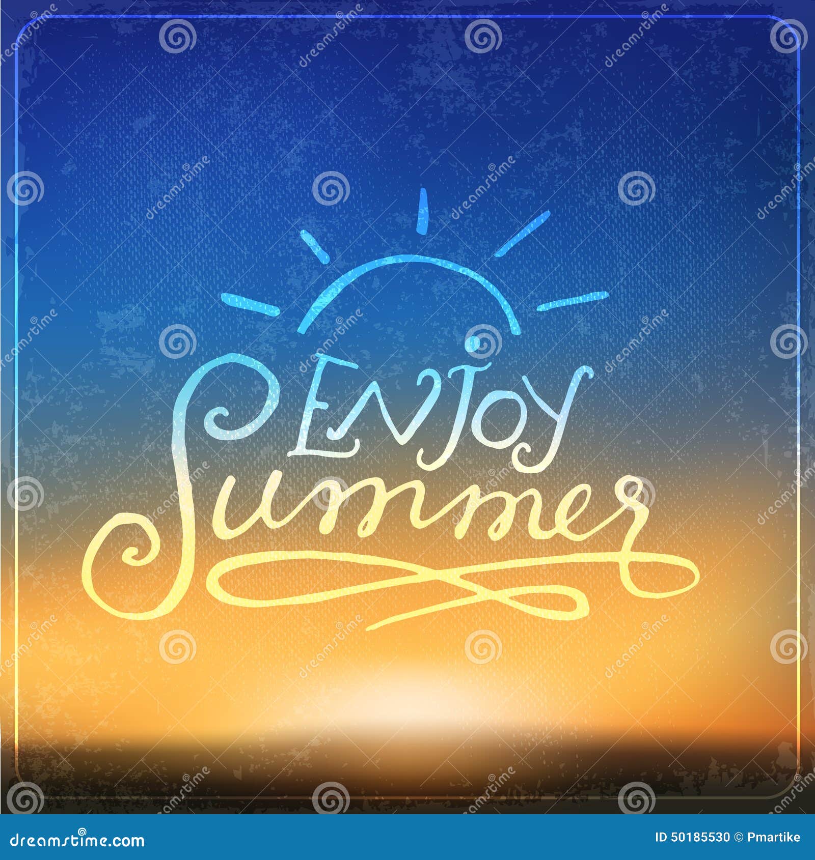Enjoy Summer Time Lettering Poster. Background With Cartoon Yacht And ...