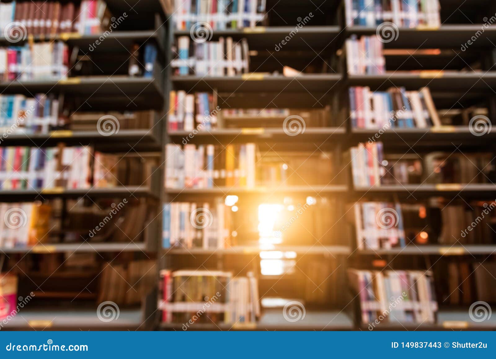 Blurry Background of Library in College with Sun Light. Abstract and ...