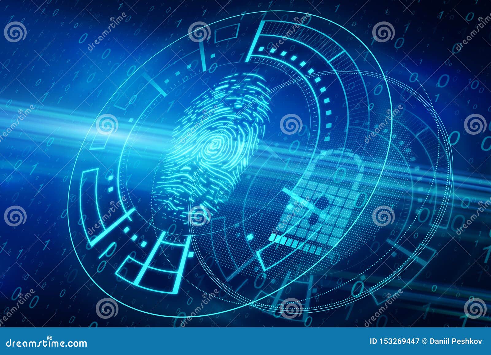 Blurry Blue Fingerprint Interface Stock Illustration - Illustration of ...
