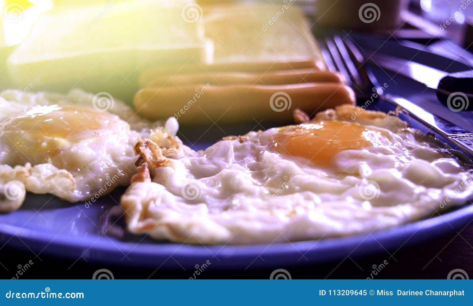 Blurry, Burnt Breakfast, Fried Egg Stock Image - Image of blurred ...