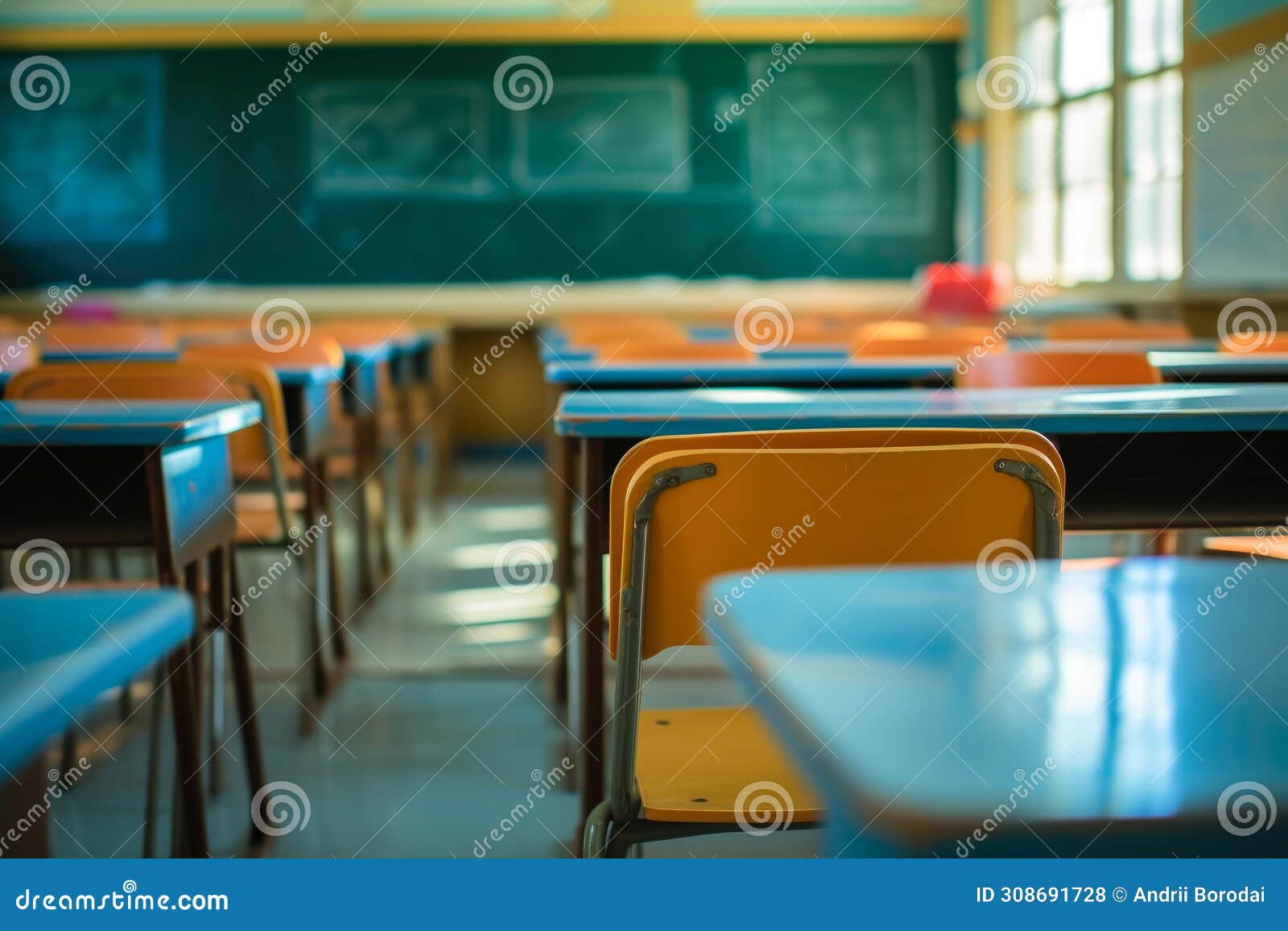 Blurry Classroom Setting with No Students. Stock Illustration ...