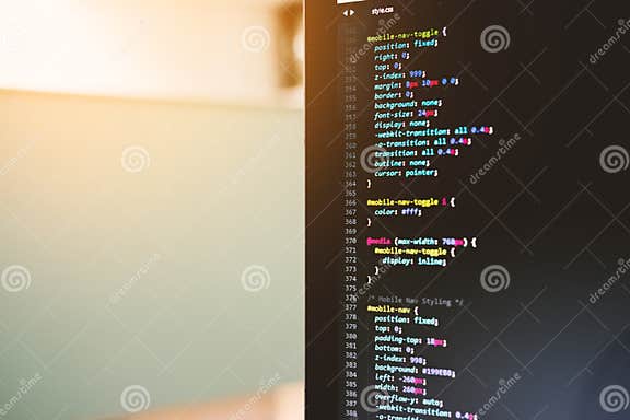 Blurry Coding and Programming for Web Development and Web Design Stock Photo - Image of copy ...