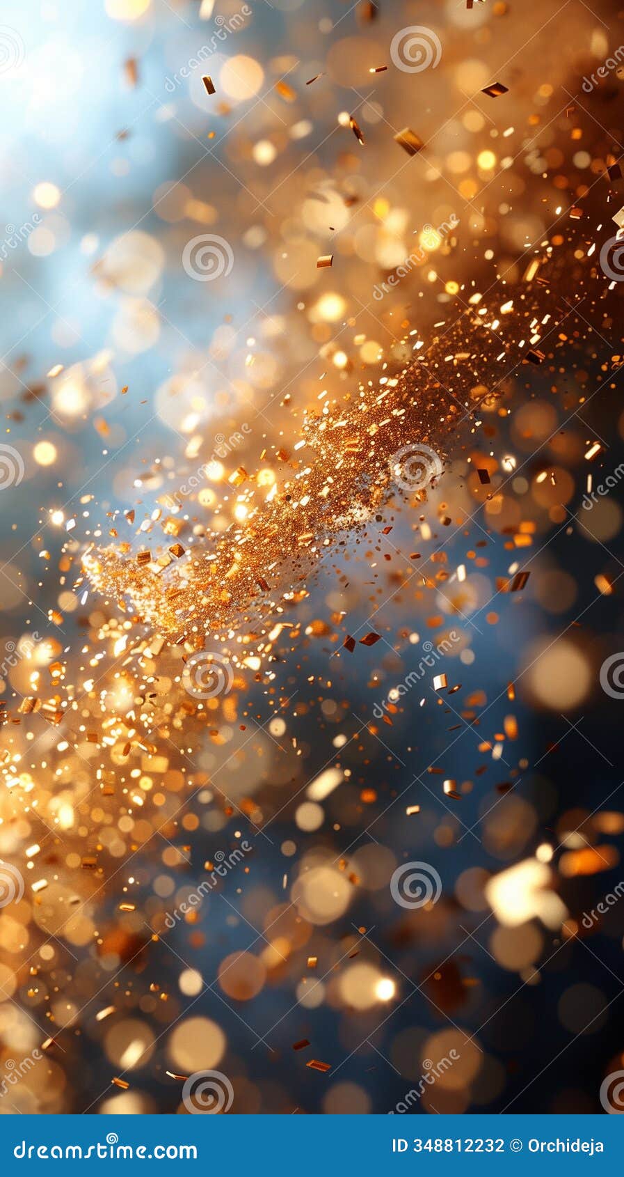Blurry Gold Dust Particles Flying through the Air, Creating a Dynamic ...