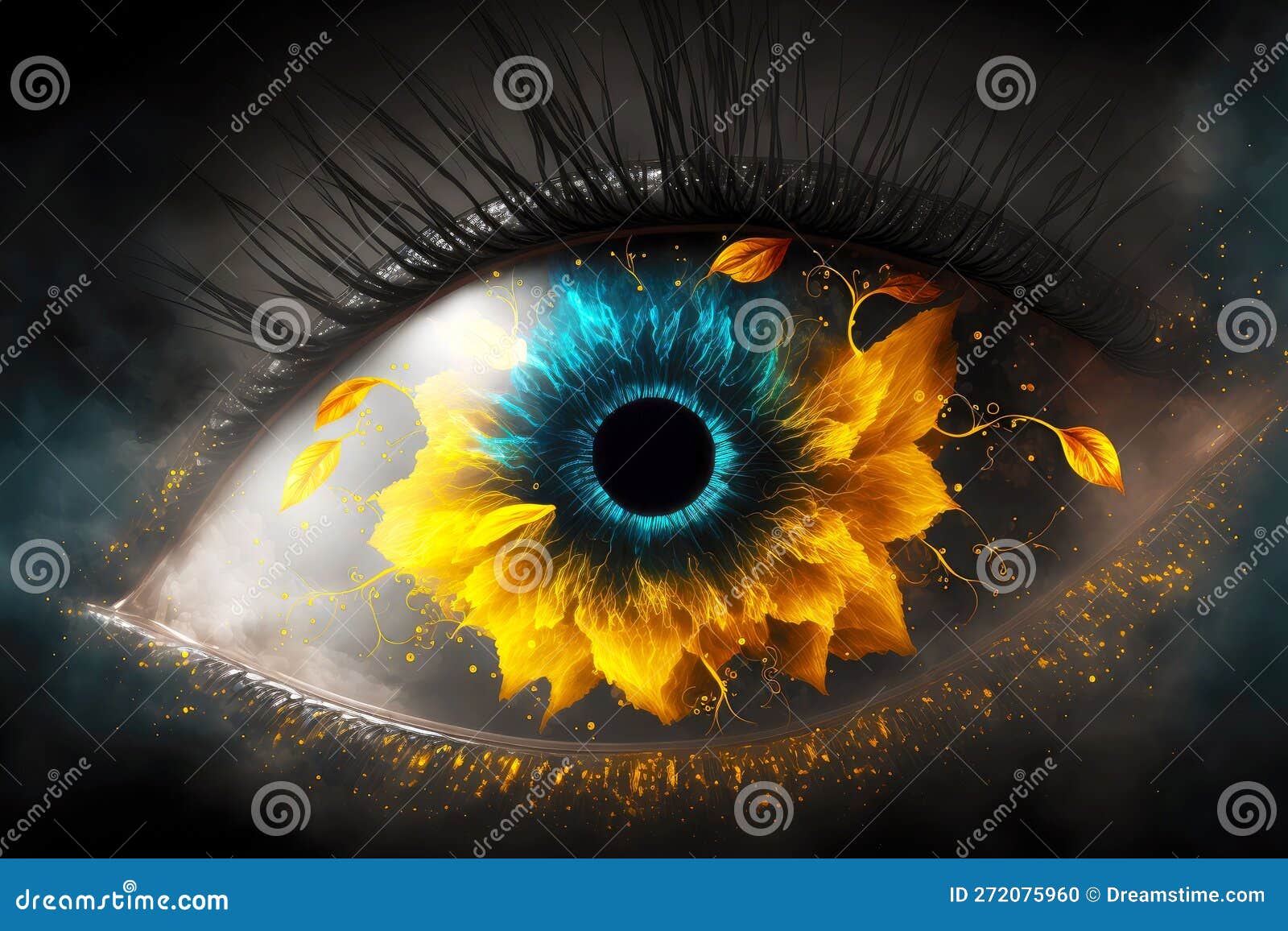 Blurry Image of Human Eye with Yellow Iris Stock Illustration ...