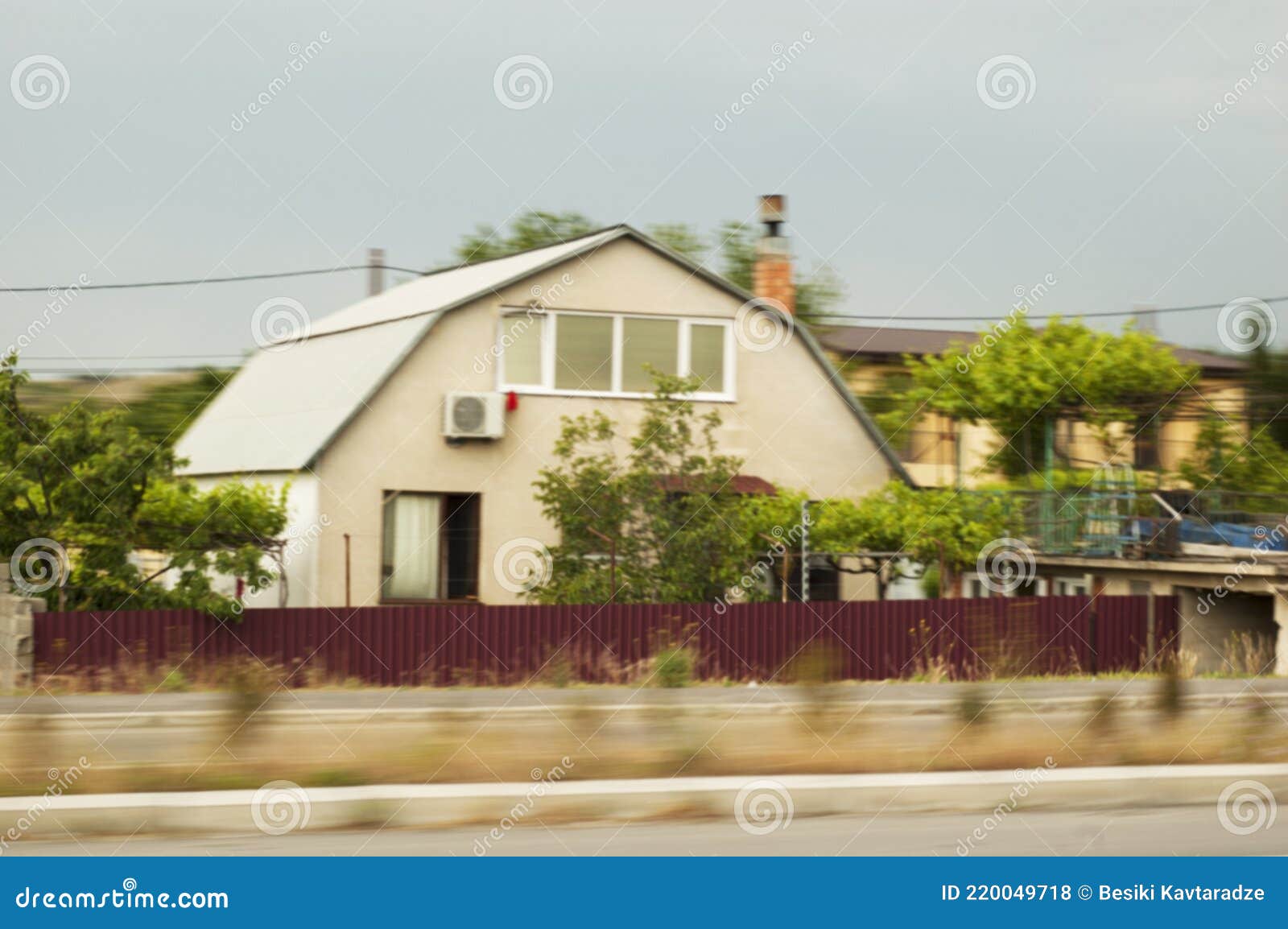 A Roadside House View from the Bus. Motion Blur Image of a Street Stock ...