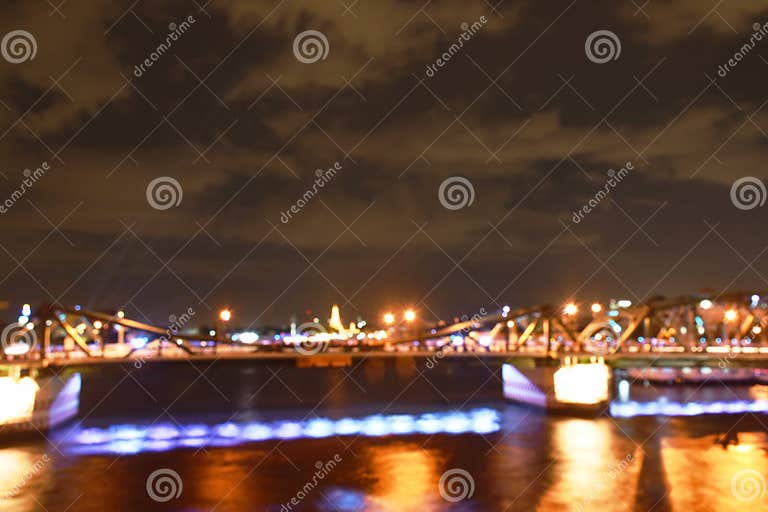 Blurry Light of Bridge on River Background and Texture Stock Photo ...