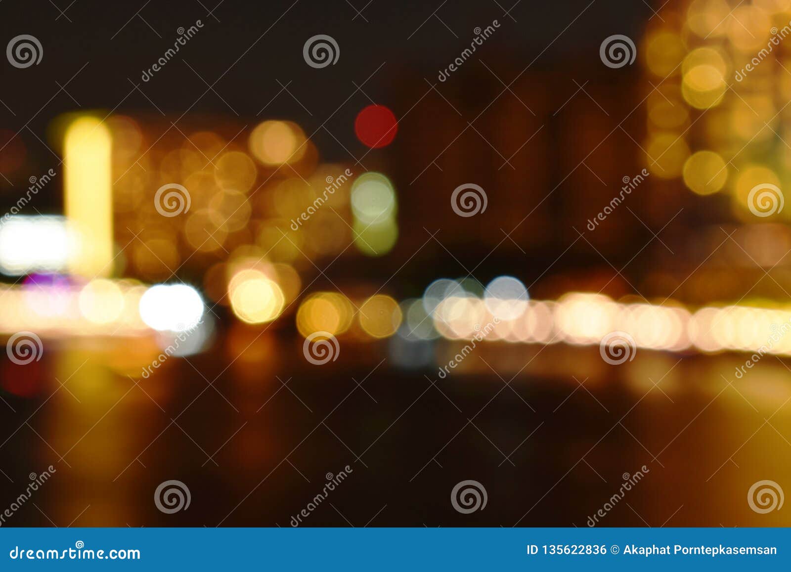 Blurry Light of Building on River Background and Texture Stock Photo ...