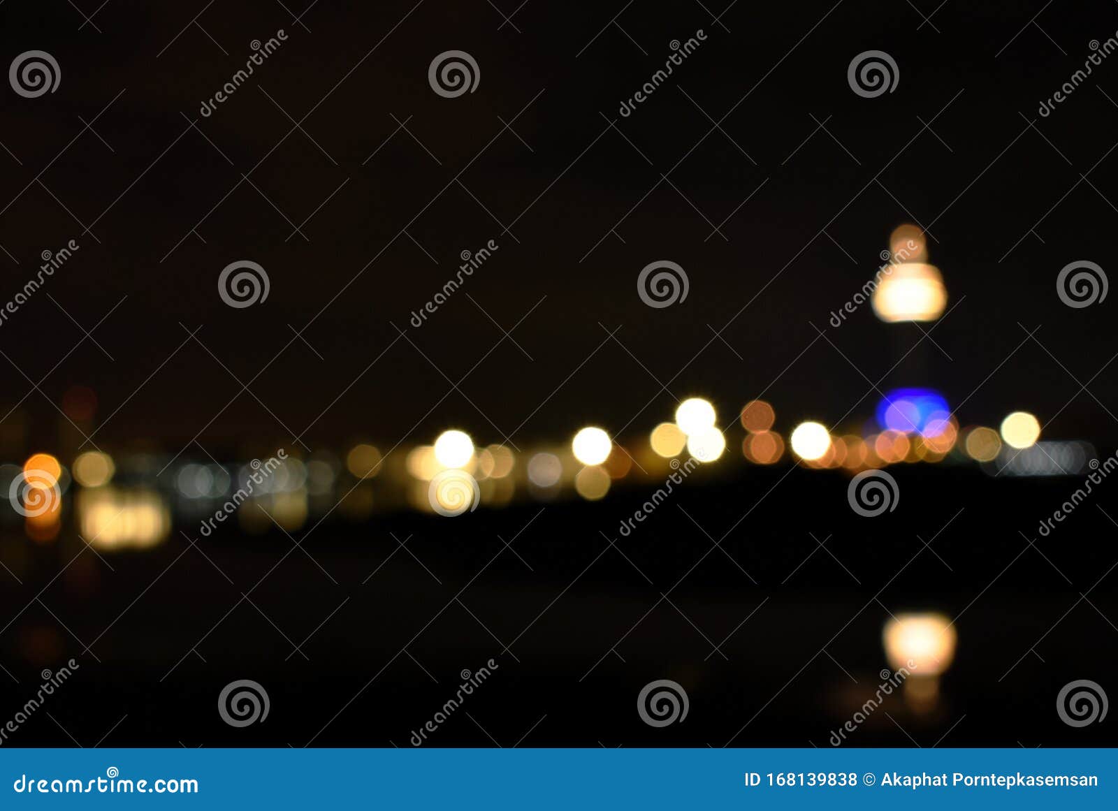 Blurry Light of Building on River Background and Texture Stock Photo ...