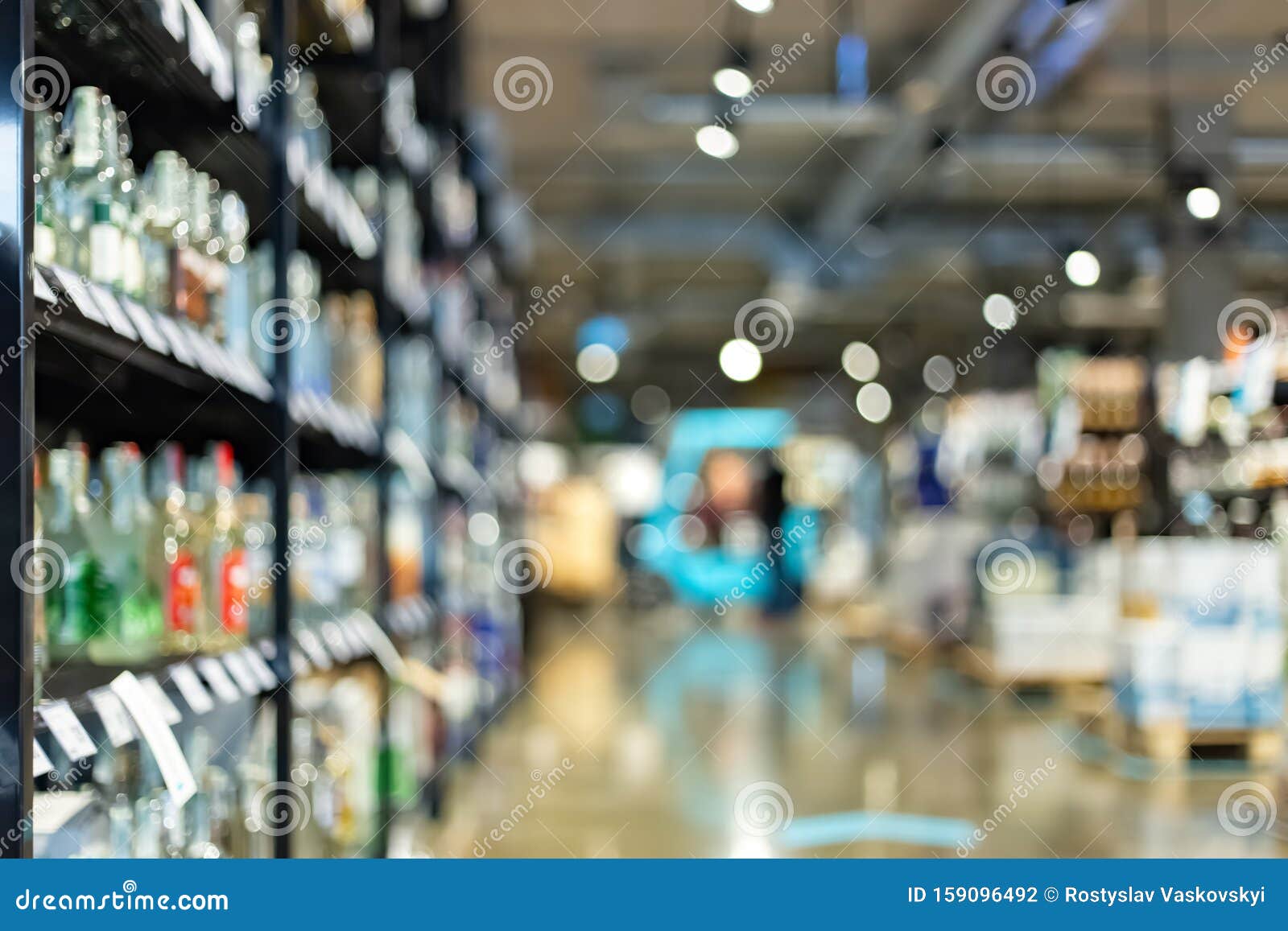 Blurry liquor store stock photo. Image of bulbs, mock - 159096492