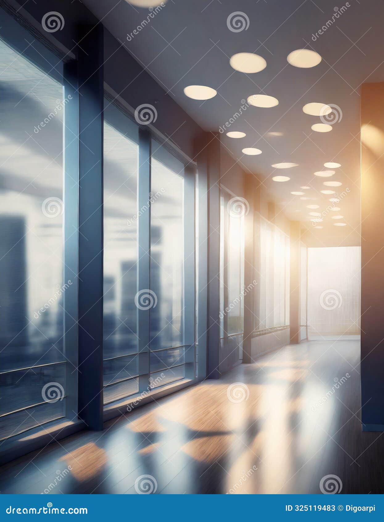 Blurry Office Background, Light Bokeh in a Blue Office Space ...