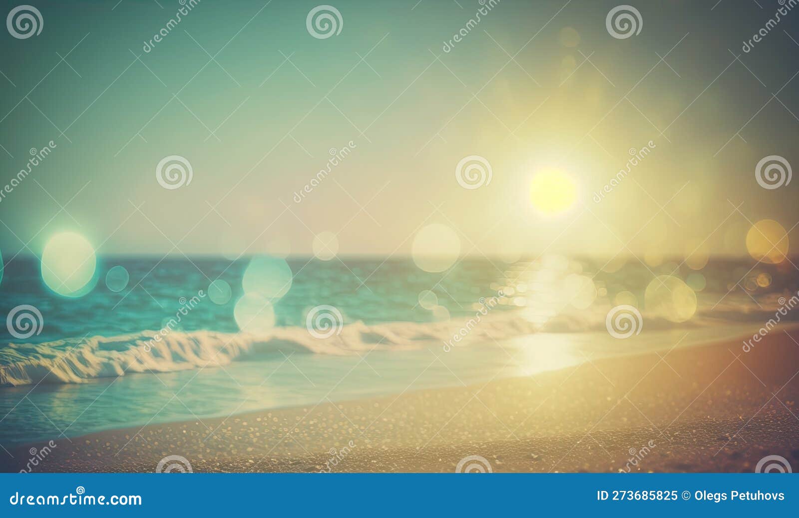 A Blurry Photo of a Beach with the Sun in the Background Stock Image ...