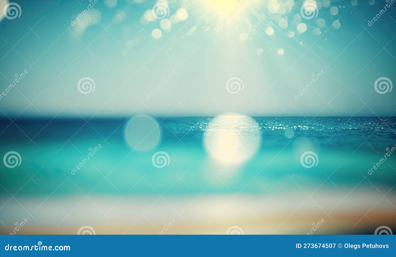 A Blurry Photo of the Ocean with a Bright Sun Stock Illustration ...
