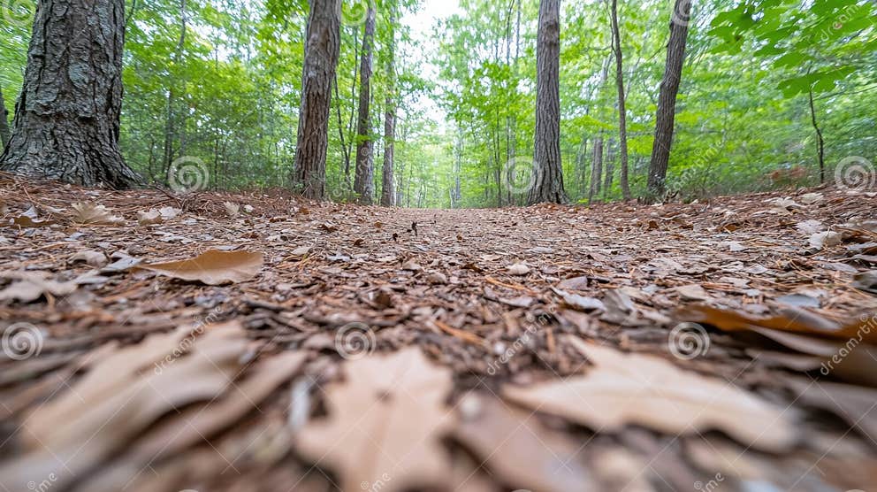 A Blurry Picture of a Forest Path with Leaves on it, AI Stock Image ...