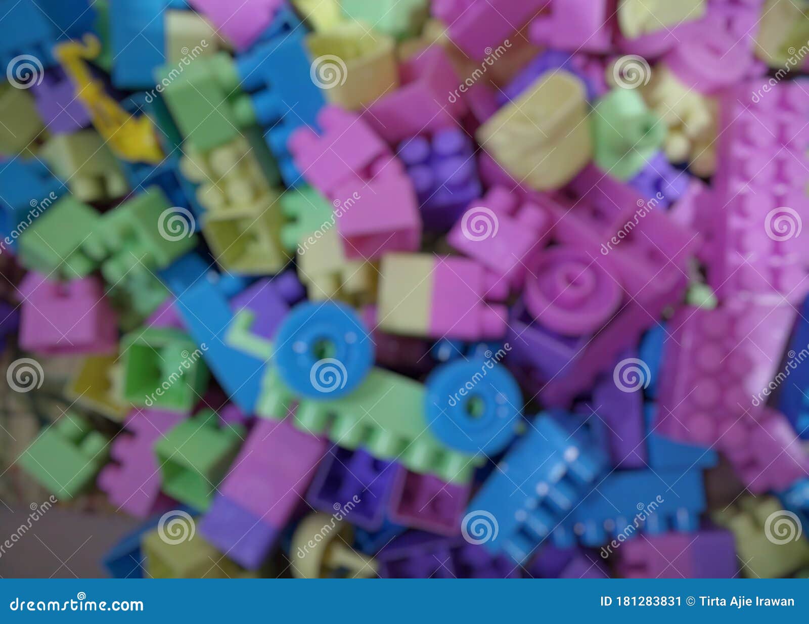 Blurry Plastic Toy Building Blocks or Toy Brick for Background Stock ...