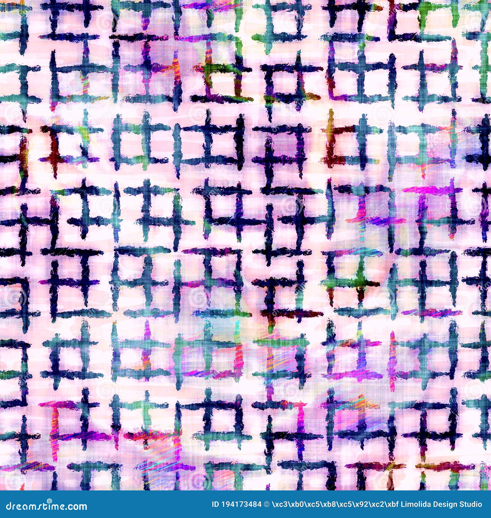 Blurry Rainbow Glitch Check Texture Background. Irregular Bleeding ...