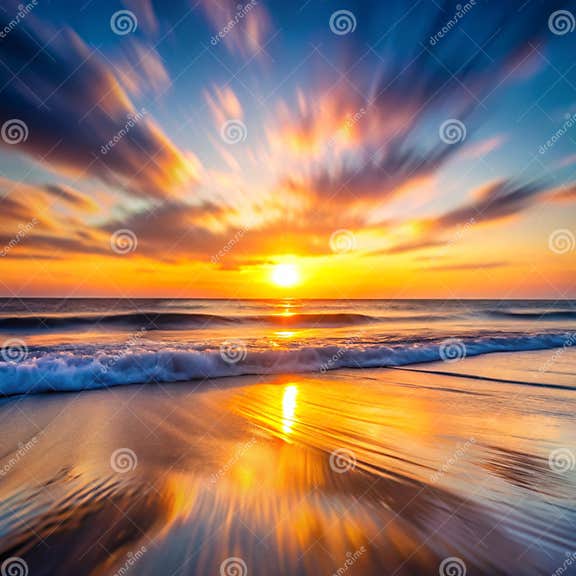 Blurry Sunset at the Beach stock illustration. Illustration of horizon ...