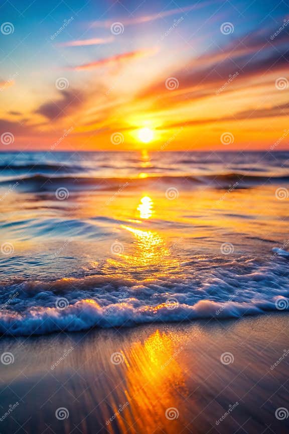 Blurry Sunset at the Beach stock illustration. Illustration of natural ...